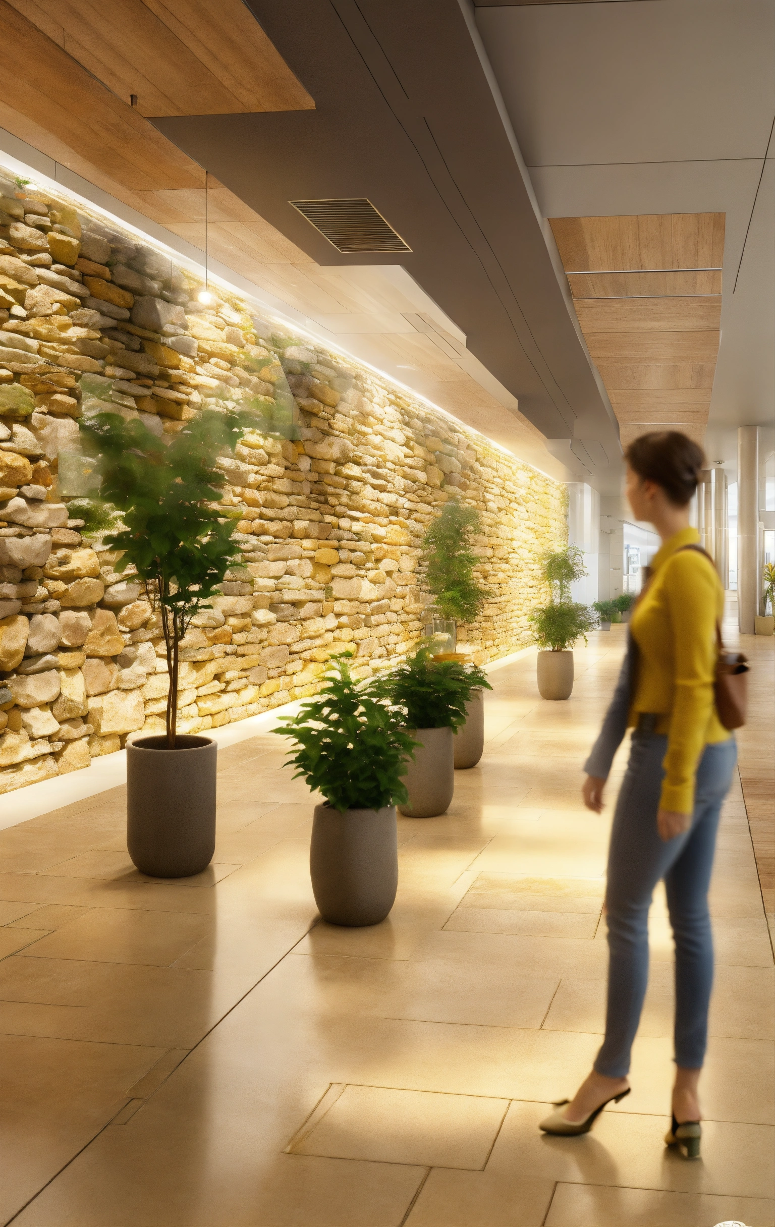 Lexica - Airport corridor, one side of the corridor full height glass ...