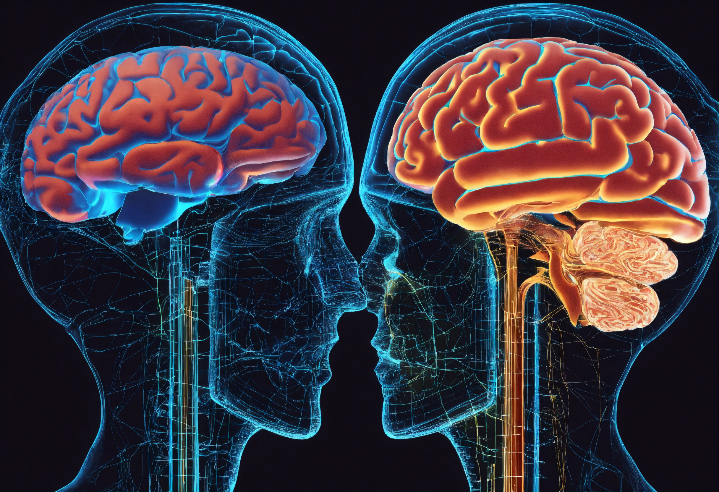 Lexica - 2 brain outlines communicating with each other