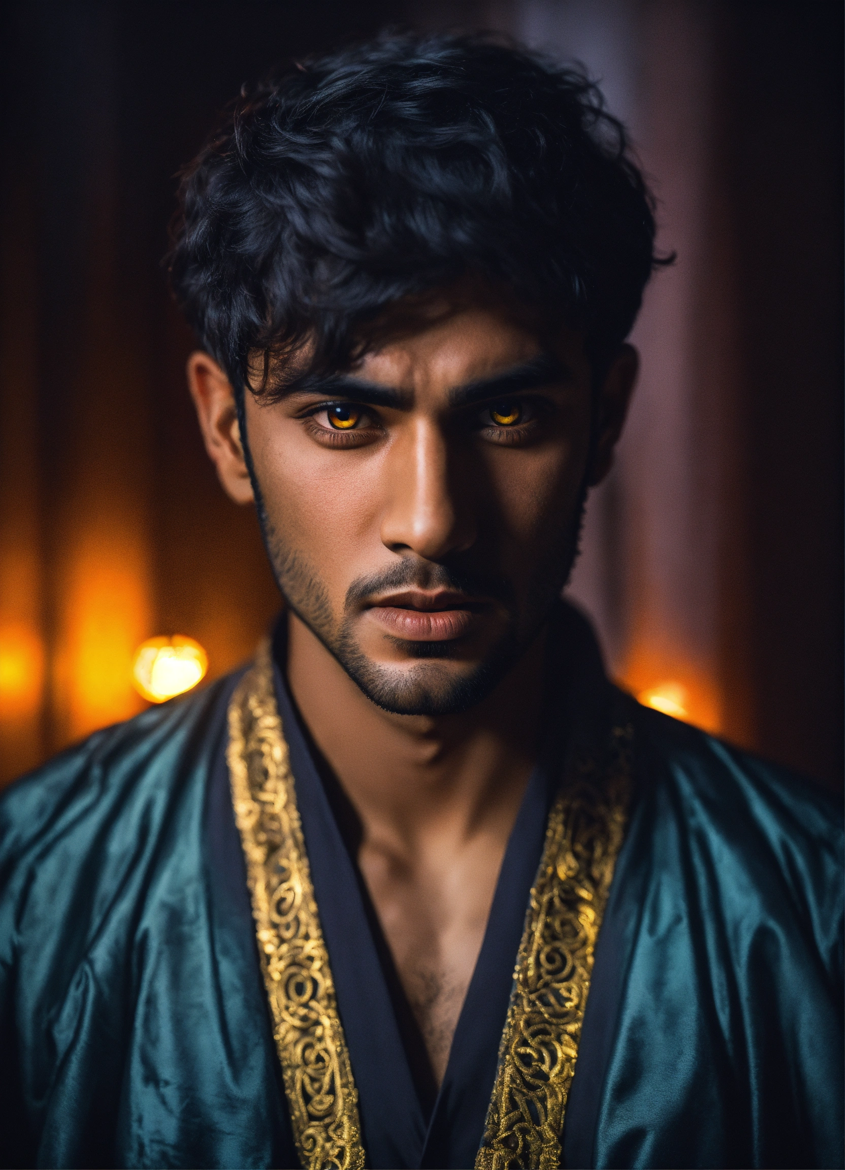 Lexica - Dramatic headshot of a young handsome evil South Asian ...
