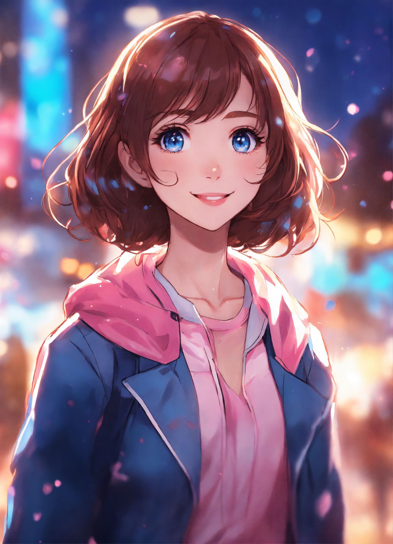 Lexica - Portrait, comic book anime style, bright lighting, pink and ...