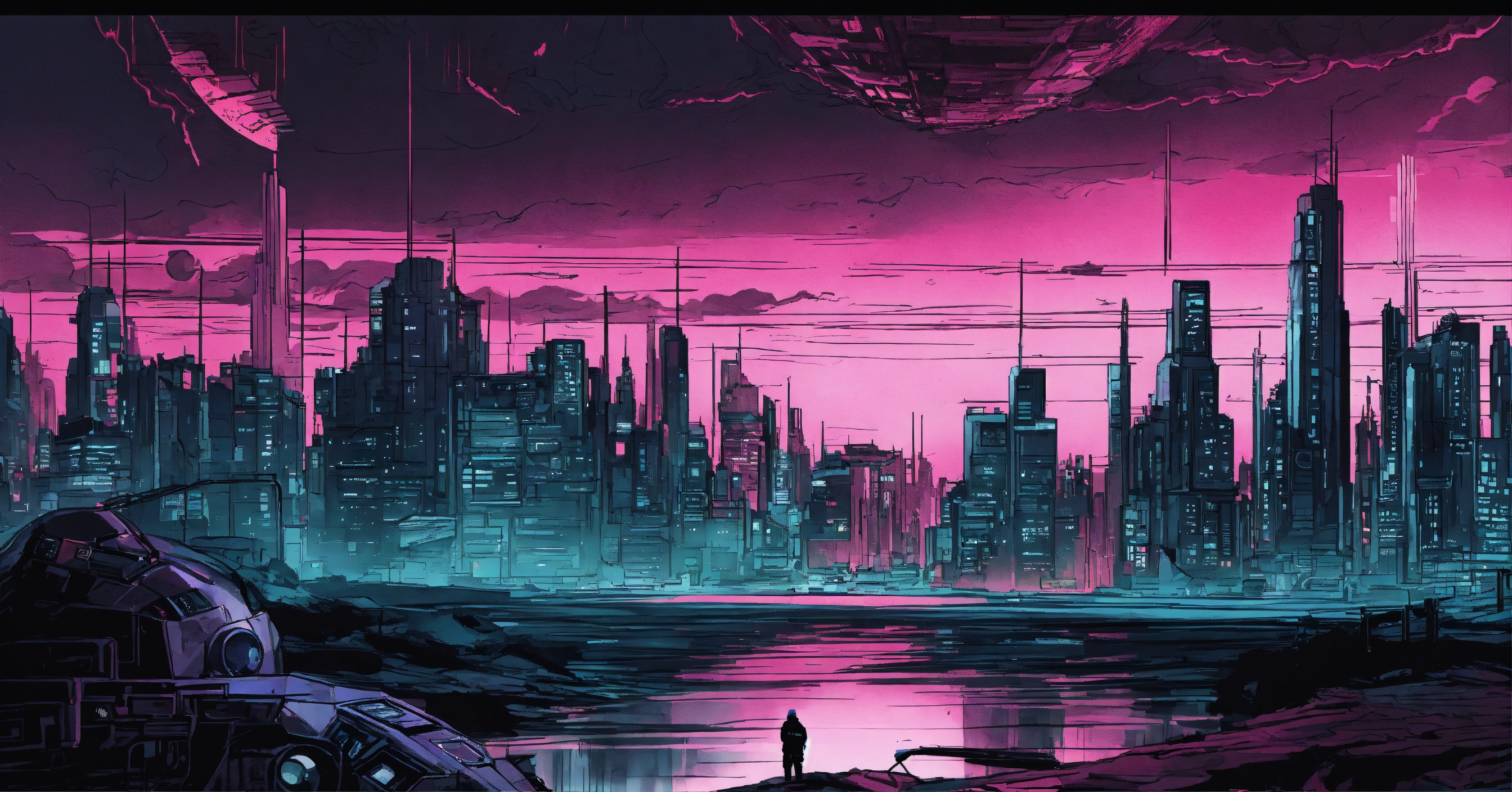 Lexica - Create a vector pencil sketch of the cyberpunk on Earth using ...