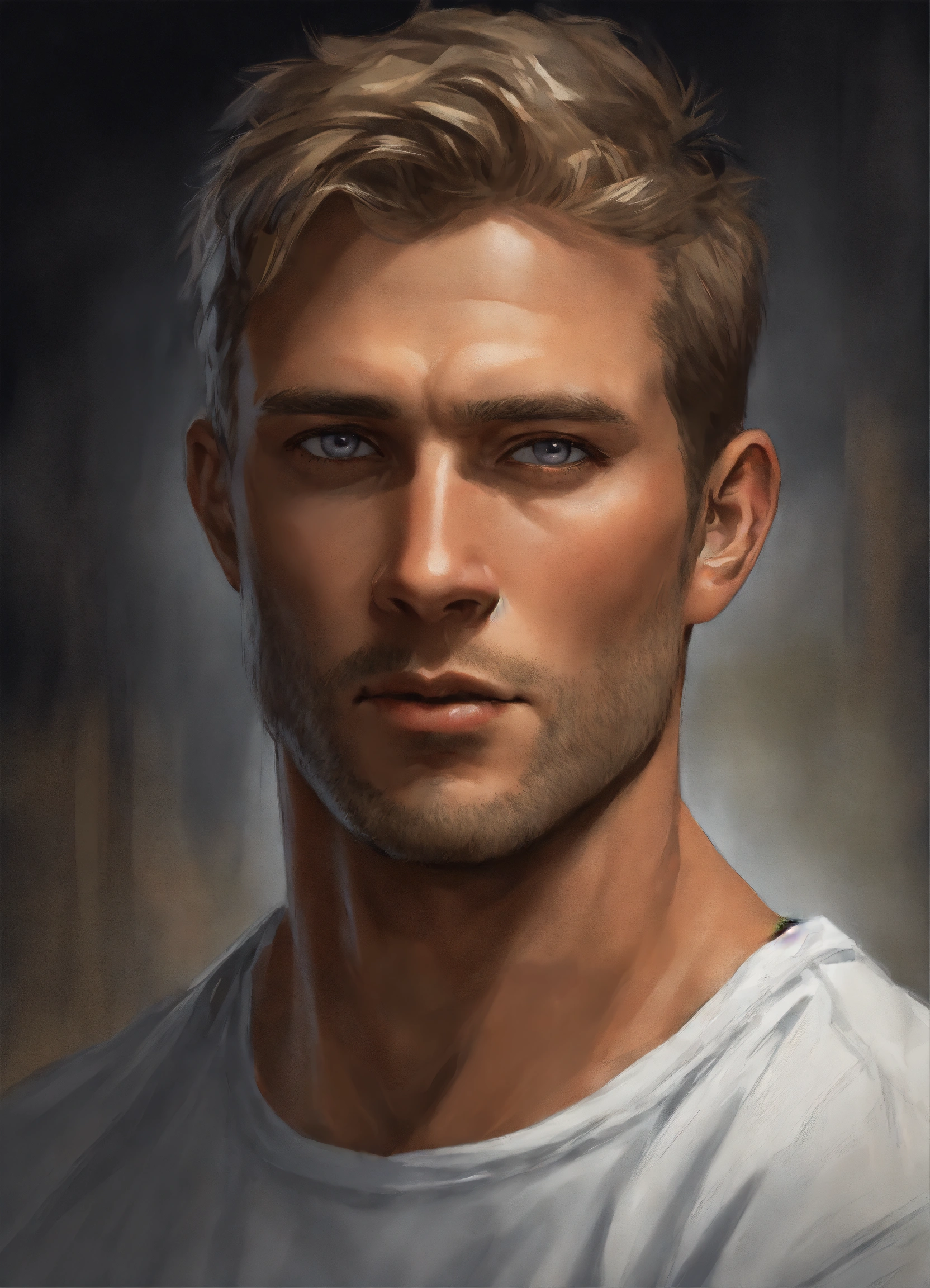 Lexica - Realistic man, waist-up, tall, broad-shouldered, 35 years ...