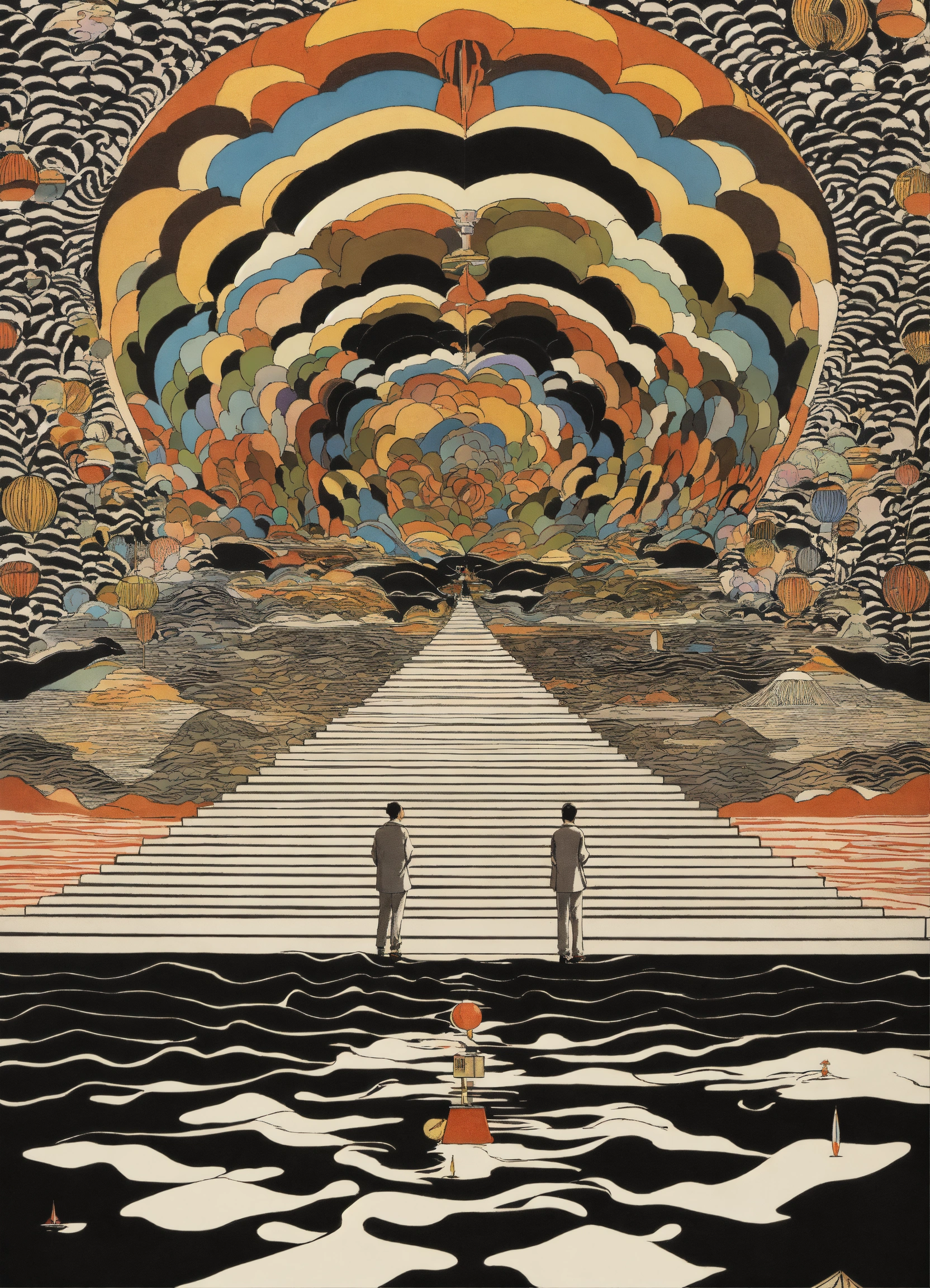 Lexica - Japanese vintage poster, trippy visions, imaginary realm fused ...