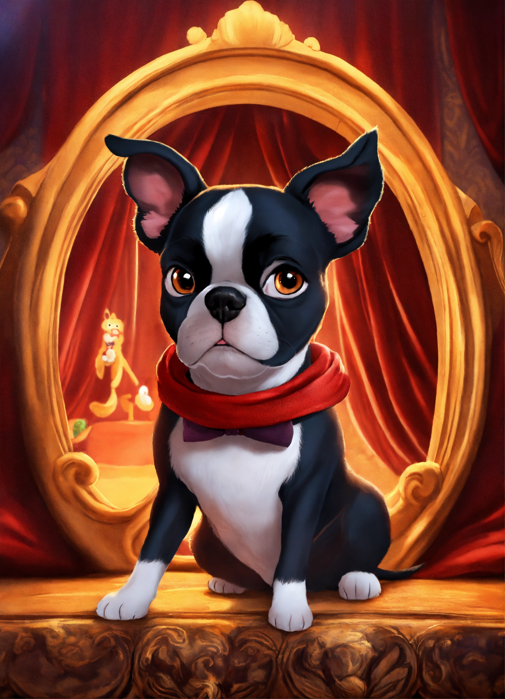 Lexica - A cute boston terrier dog as a disney movie character