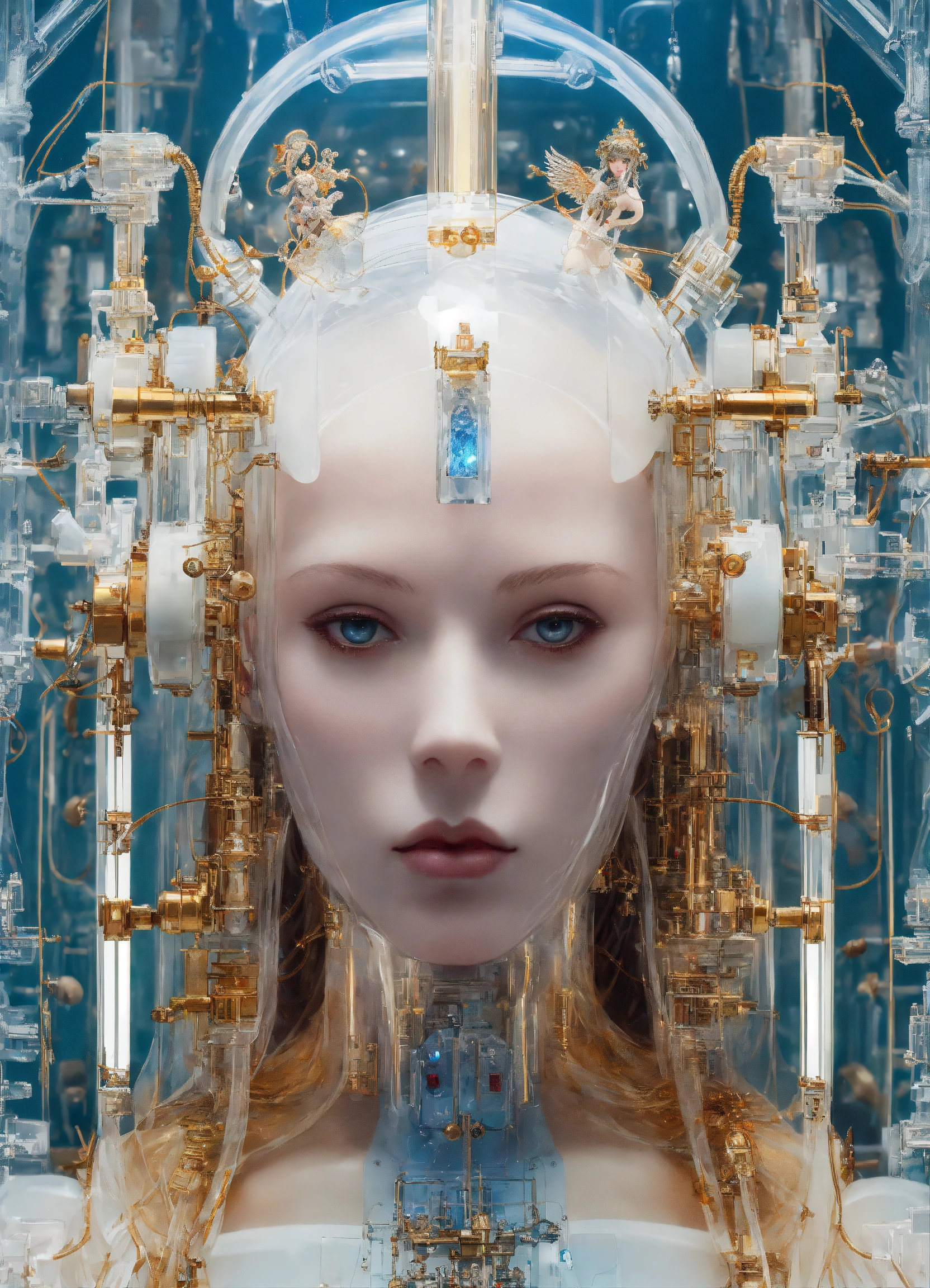 Lexica - Portrait Photography, in a full of cables and wires and LED ...