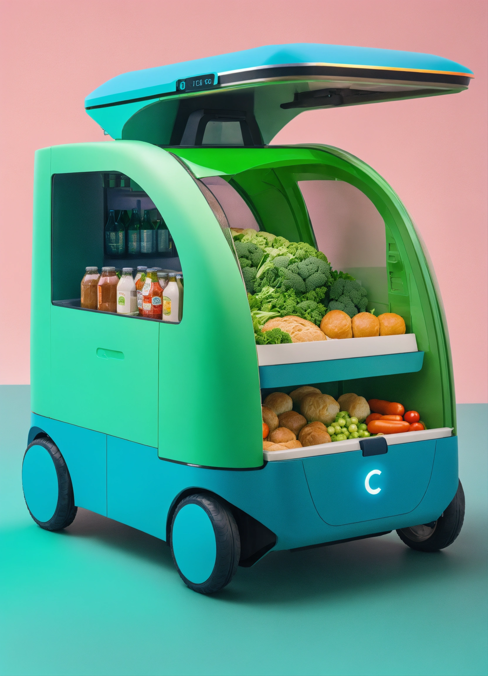Lexica - Autonomous Grocery delivery vehicle , grocery bags inside with ...