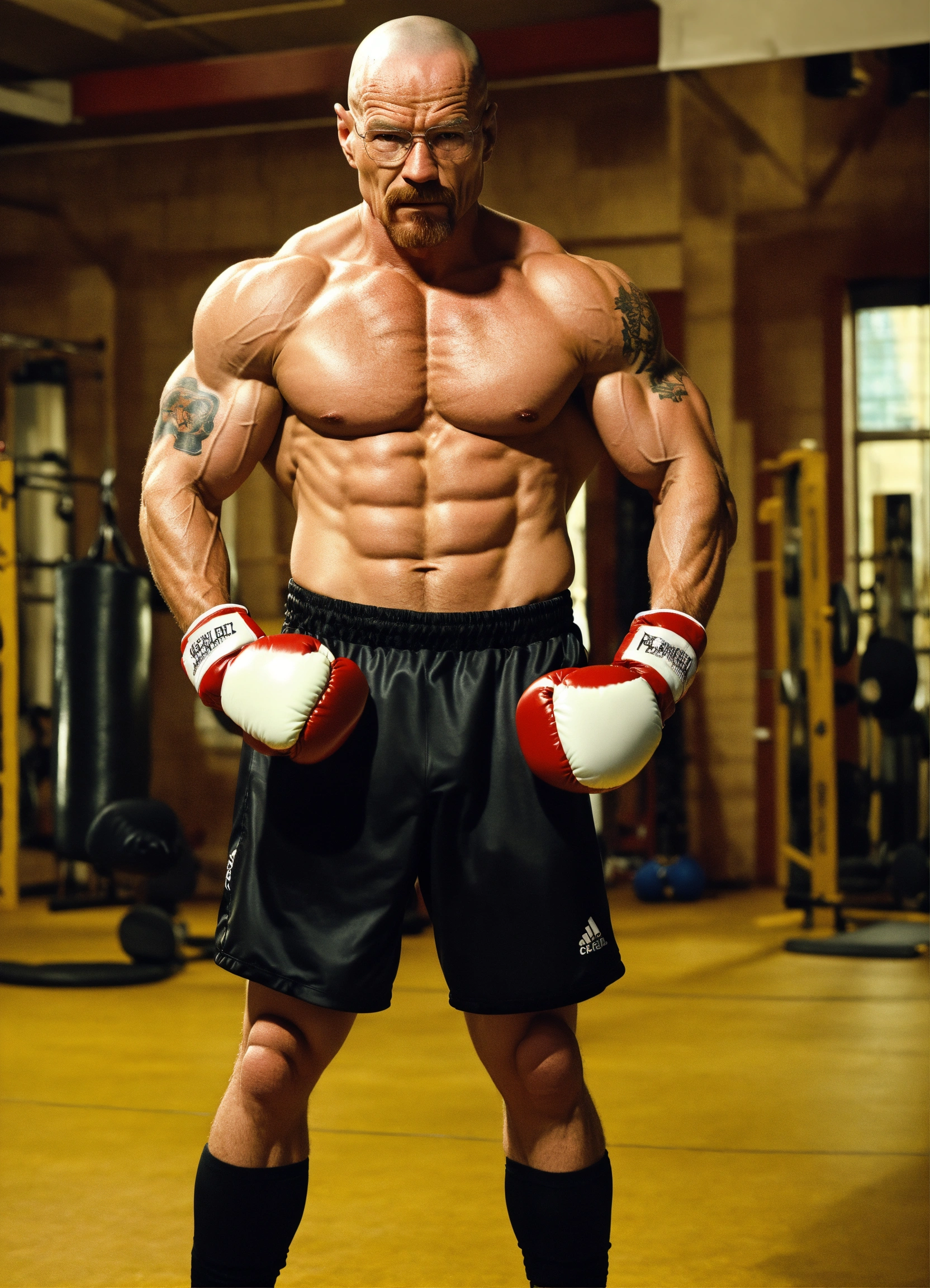 Lexica - Bodybuilder Walter White boxing in the gym