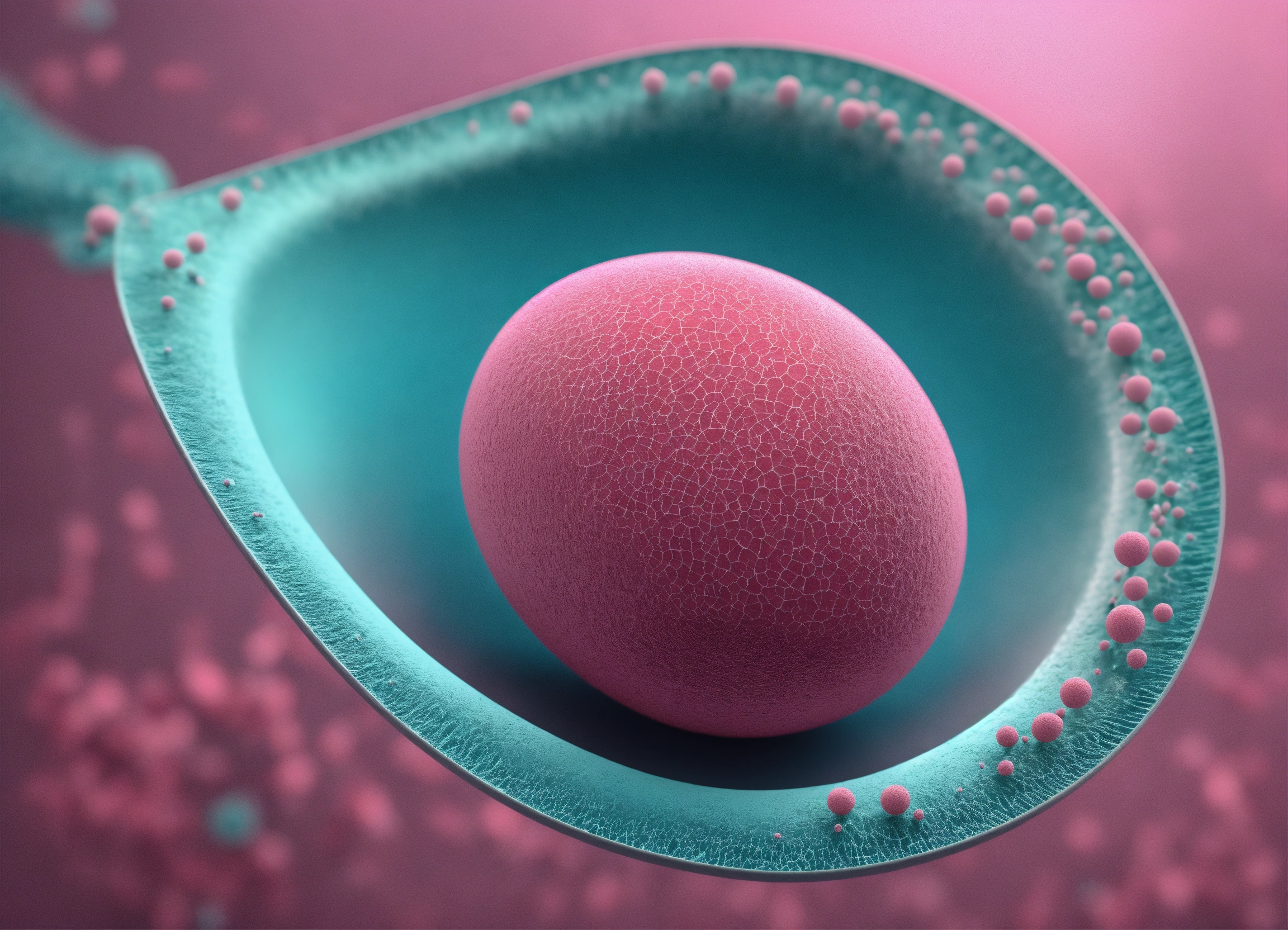 Lexica - A 3D render pink healthy ovary female system on a desaturated ...