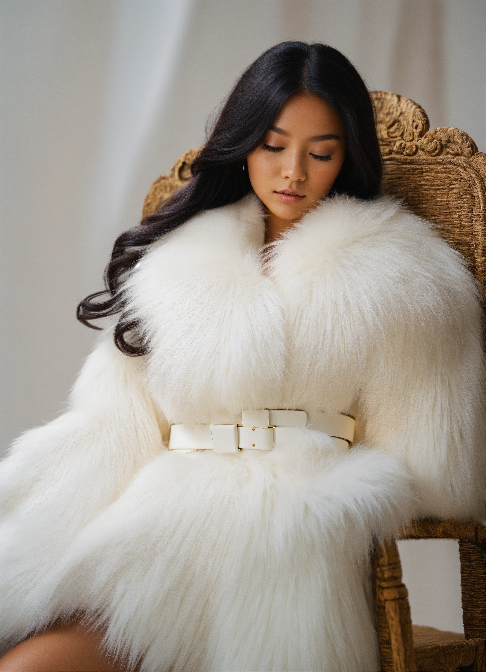Lexica - Fur belt, white, close up, no background