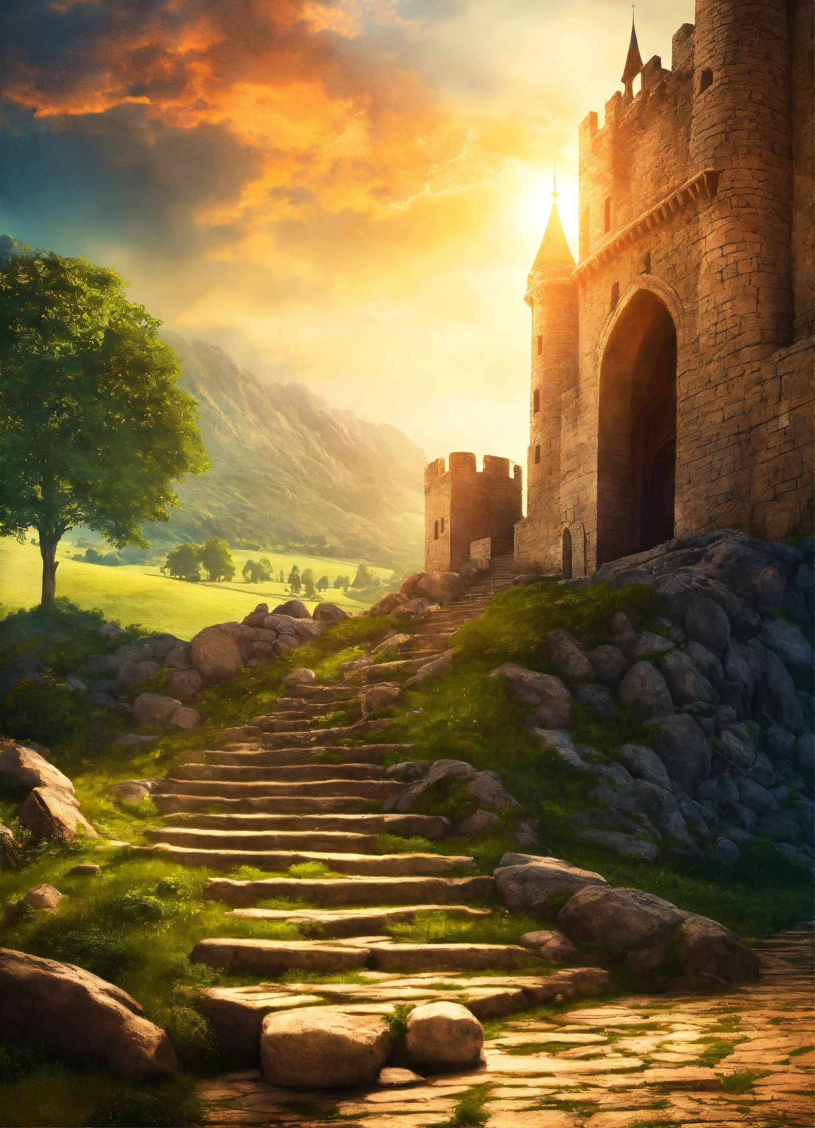 Lexica - Create a design Medieval background with fantasy lighting ...
