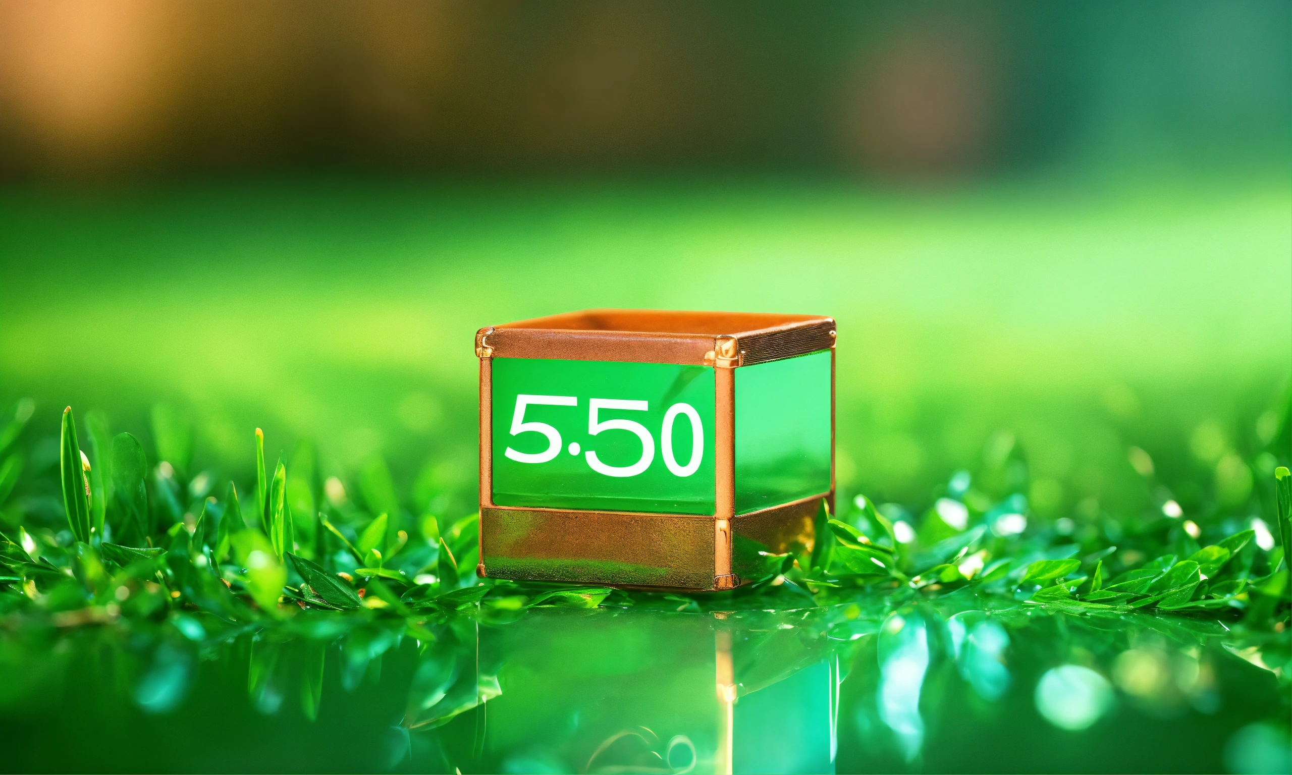 Lexica - Number 5000, perspective, reflection, green background, close ...