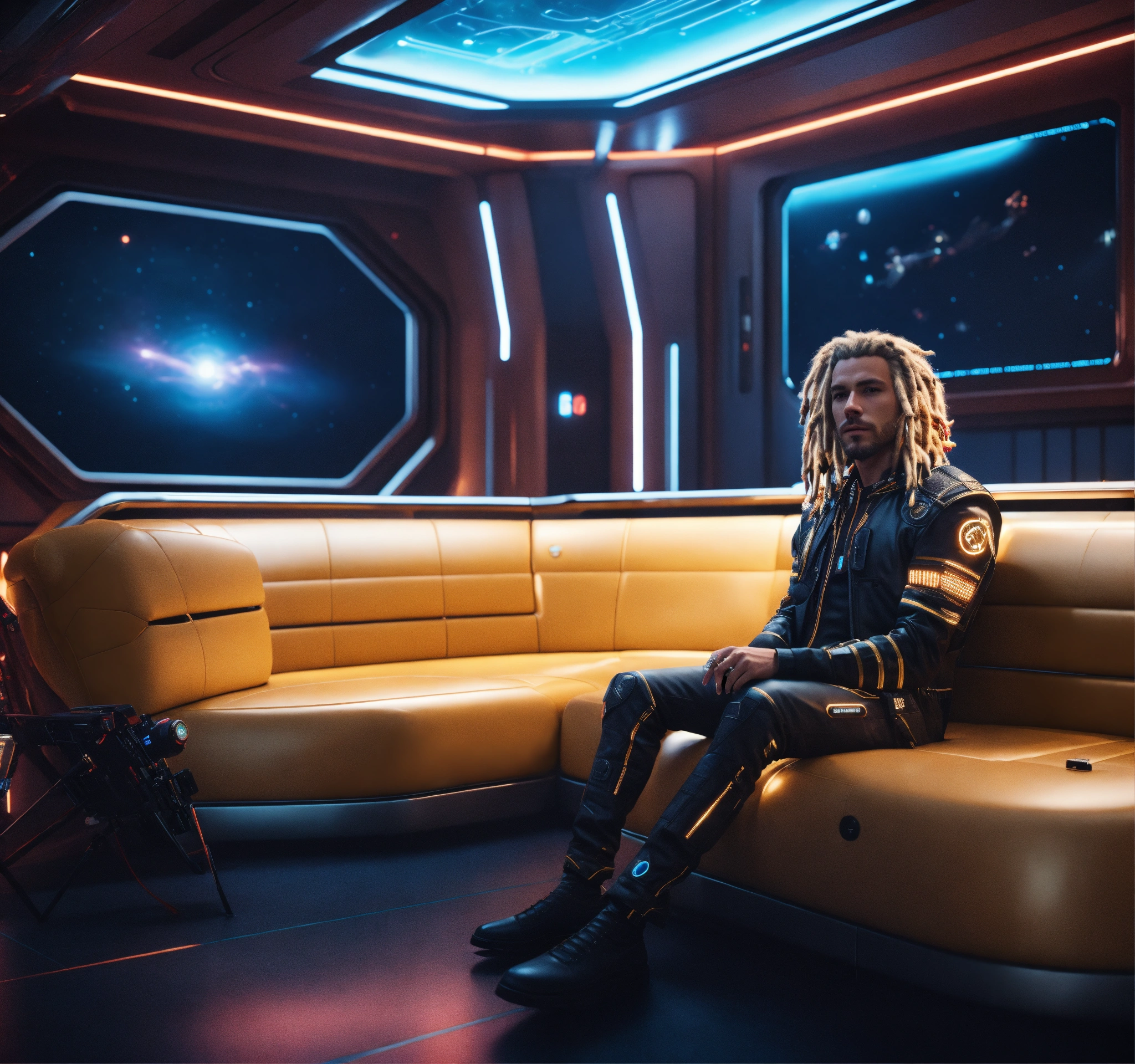 Lexica - Scruffy blonde dreadlock male rockstar in futuristic ...