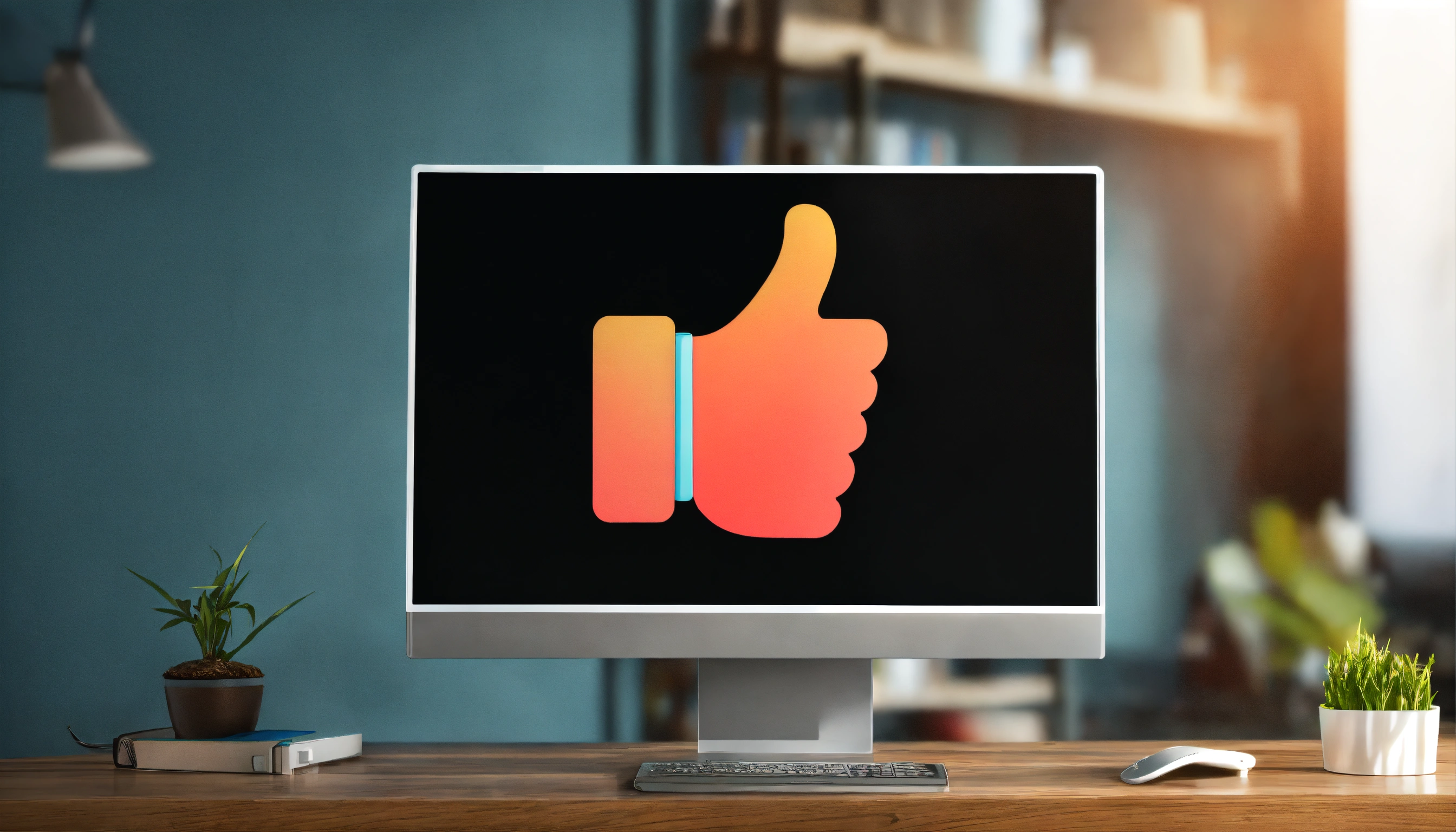 Lexica - Modern monitor with a thumbs up icon on the screen