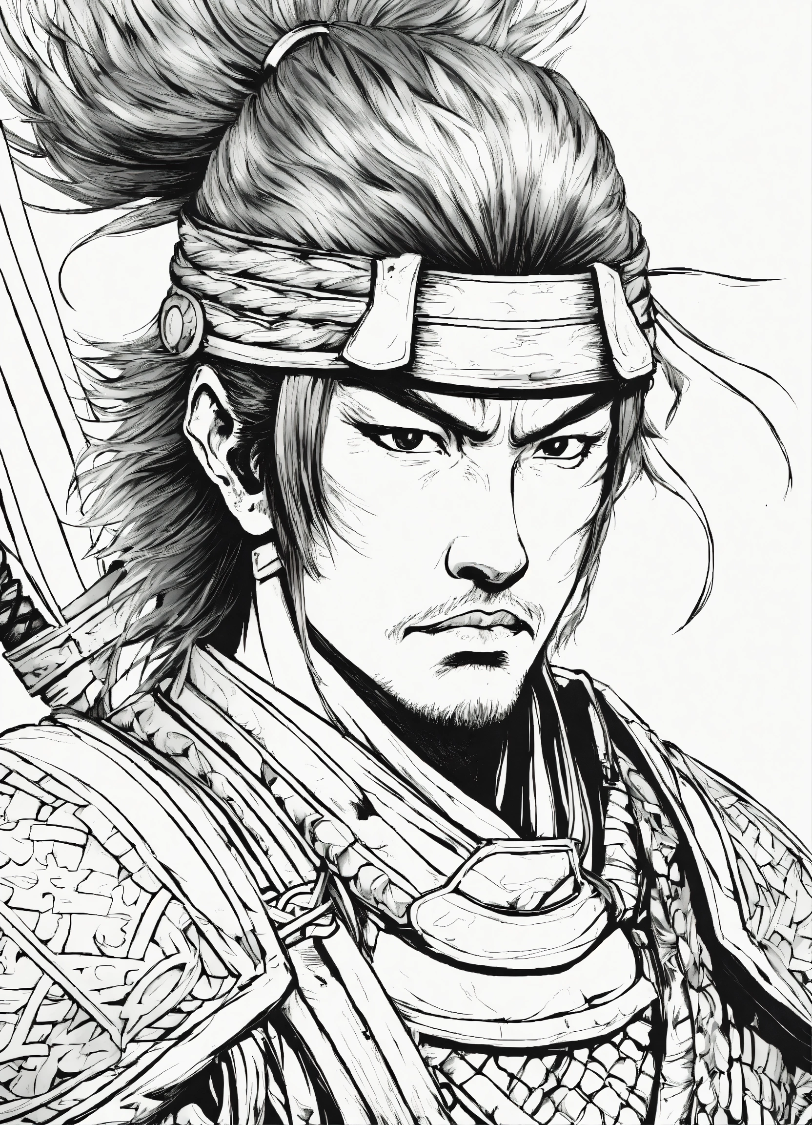 Lexica - Generate a portrait of a samurai , 4K resolution, anime line ...