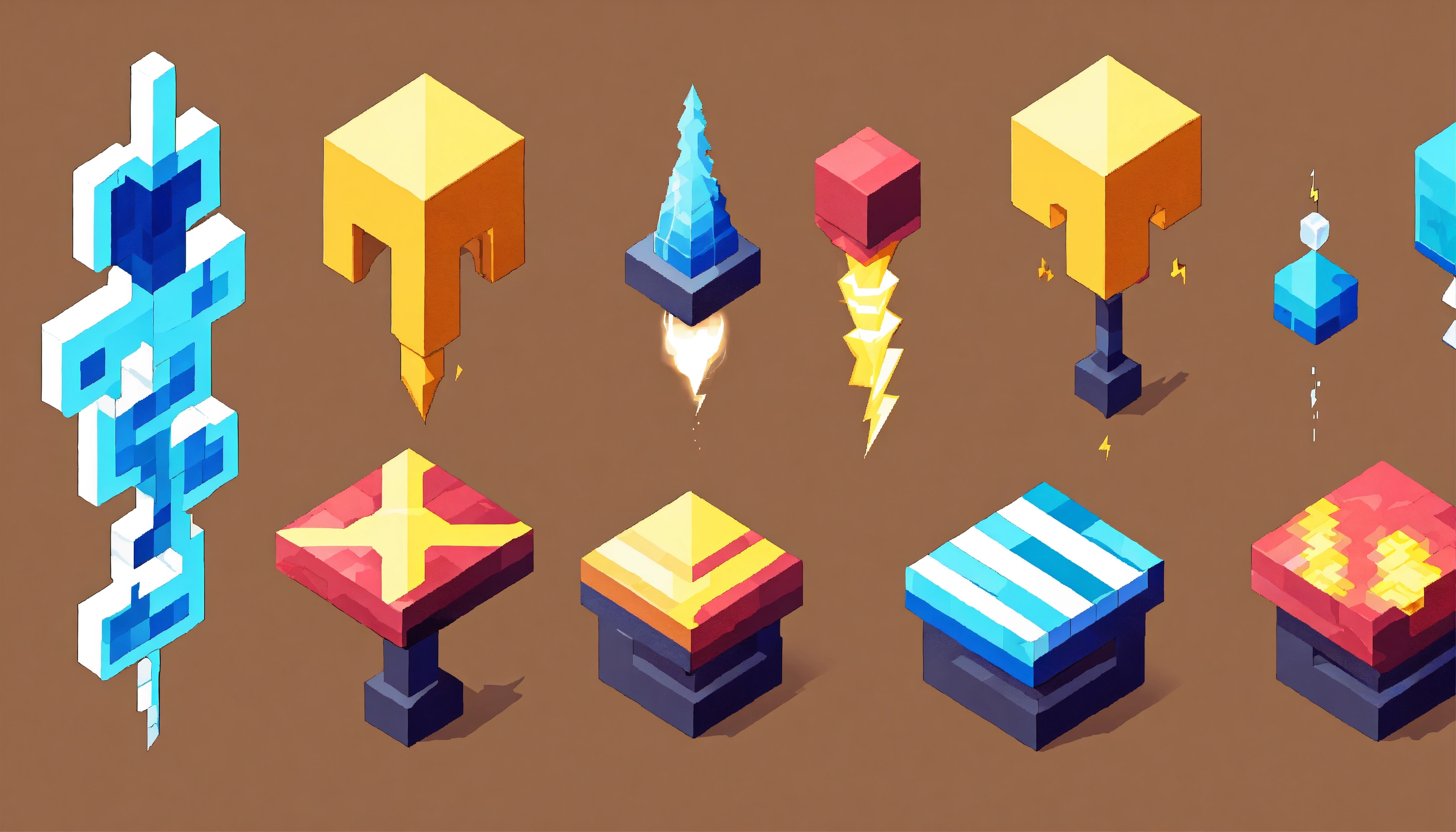 Lexica - Simple clean pixel perfect 2d isometric sprites of a lightning ...