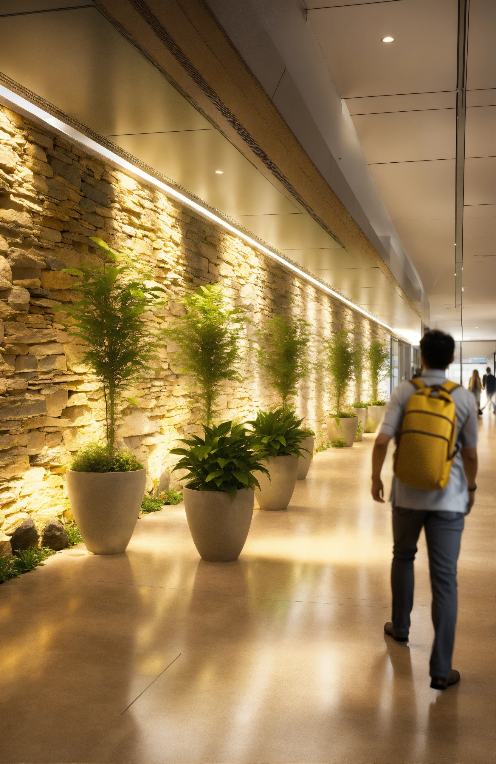 Lexica - Airport corridor, one side of the corridor full height glass ...