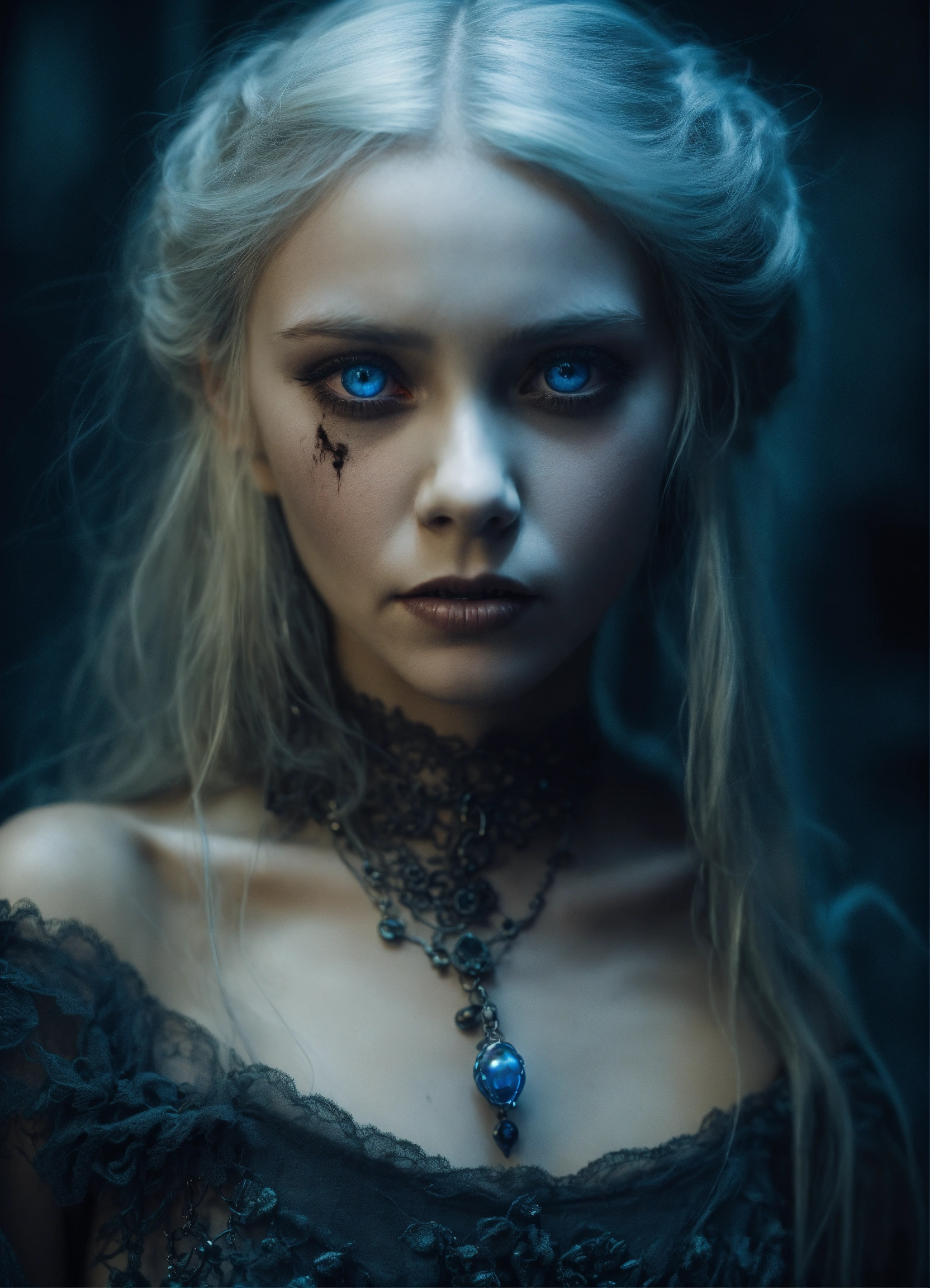 Lexica - Body portrait, ten year old childish female goth necromancer ...