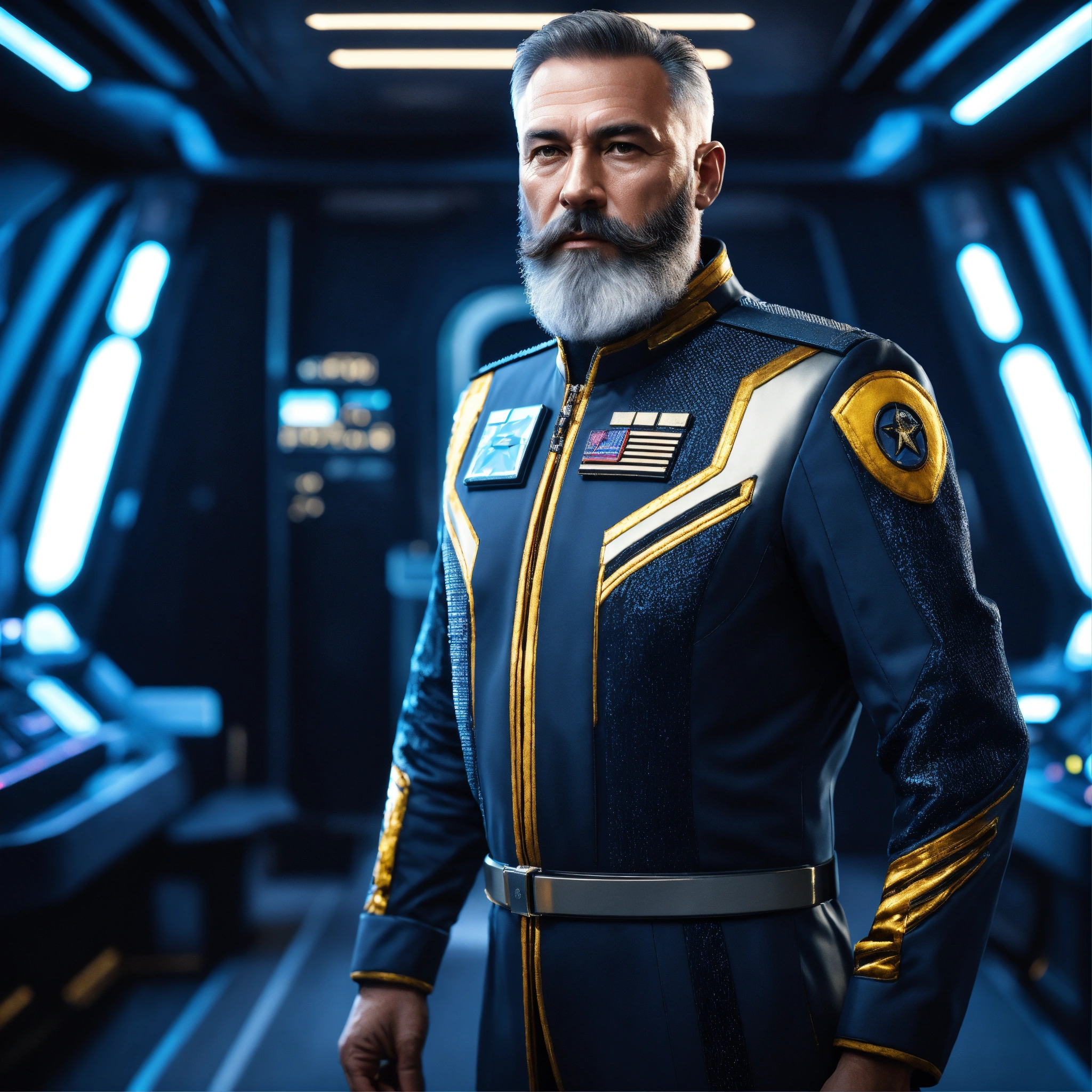 Lexica - 50 year old masculine star commander general with trim beard ...