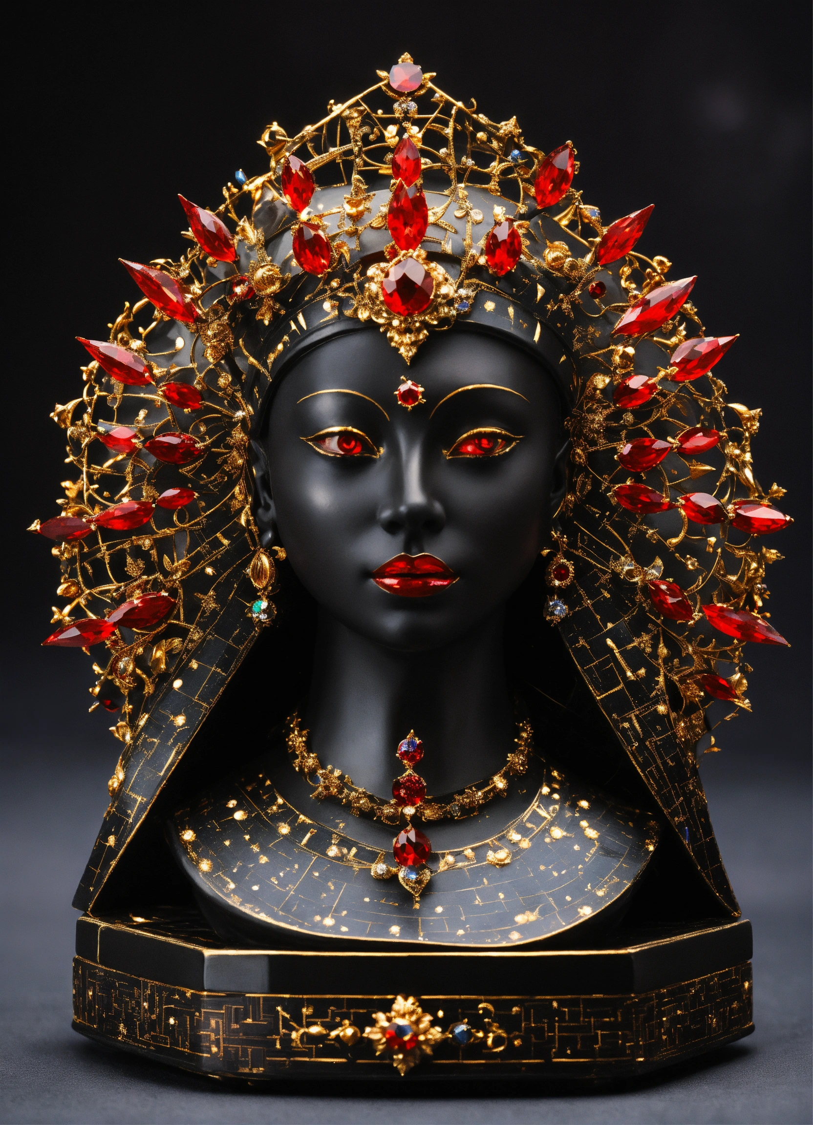 Lexica - Minimalism. Black Solar Queen with long oversized red flowing ...