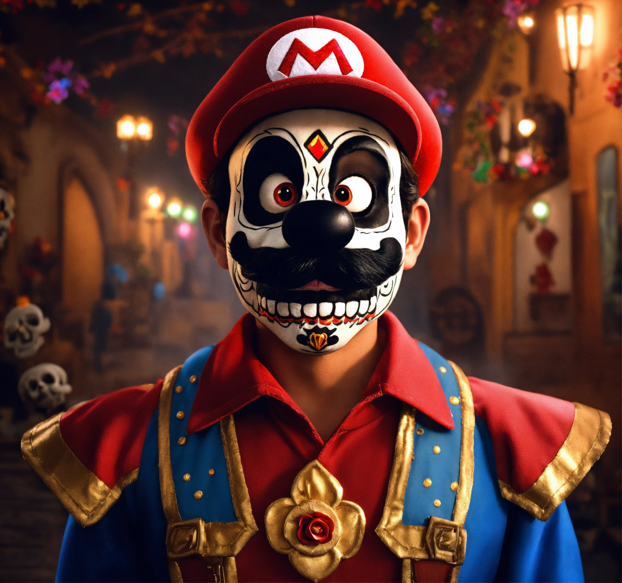 Lexica - Mario from Super Mario Bros with Day of the Dead makeup, like ...