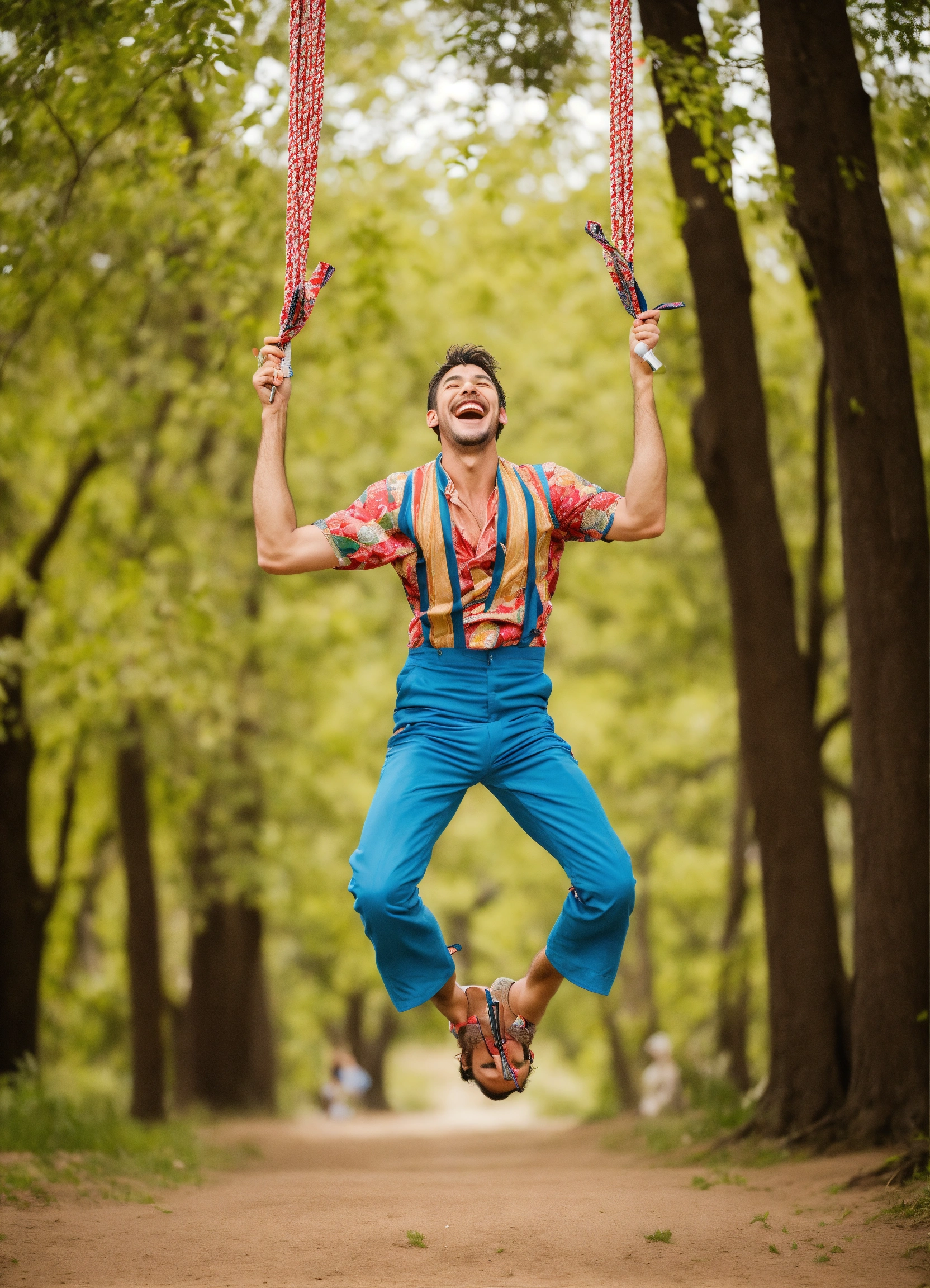 Lexica - "Create a photograph featuring a real, joyful man who is full of life, juggling while ...