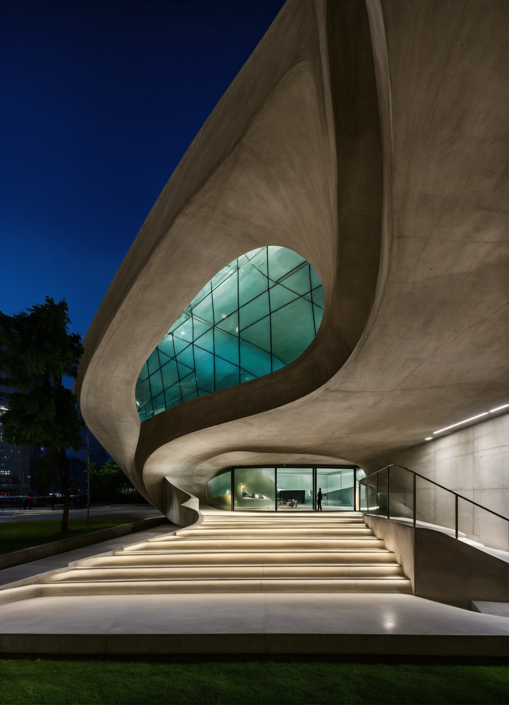 Lexica - Zaha Hadid surrealist concrete museum in the city.