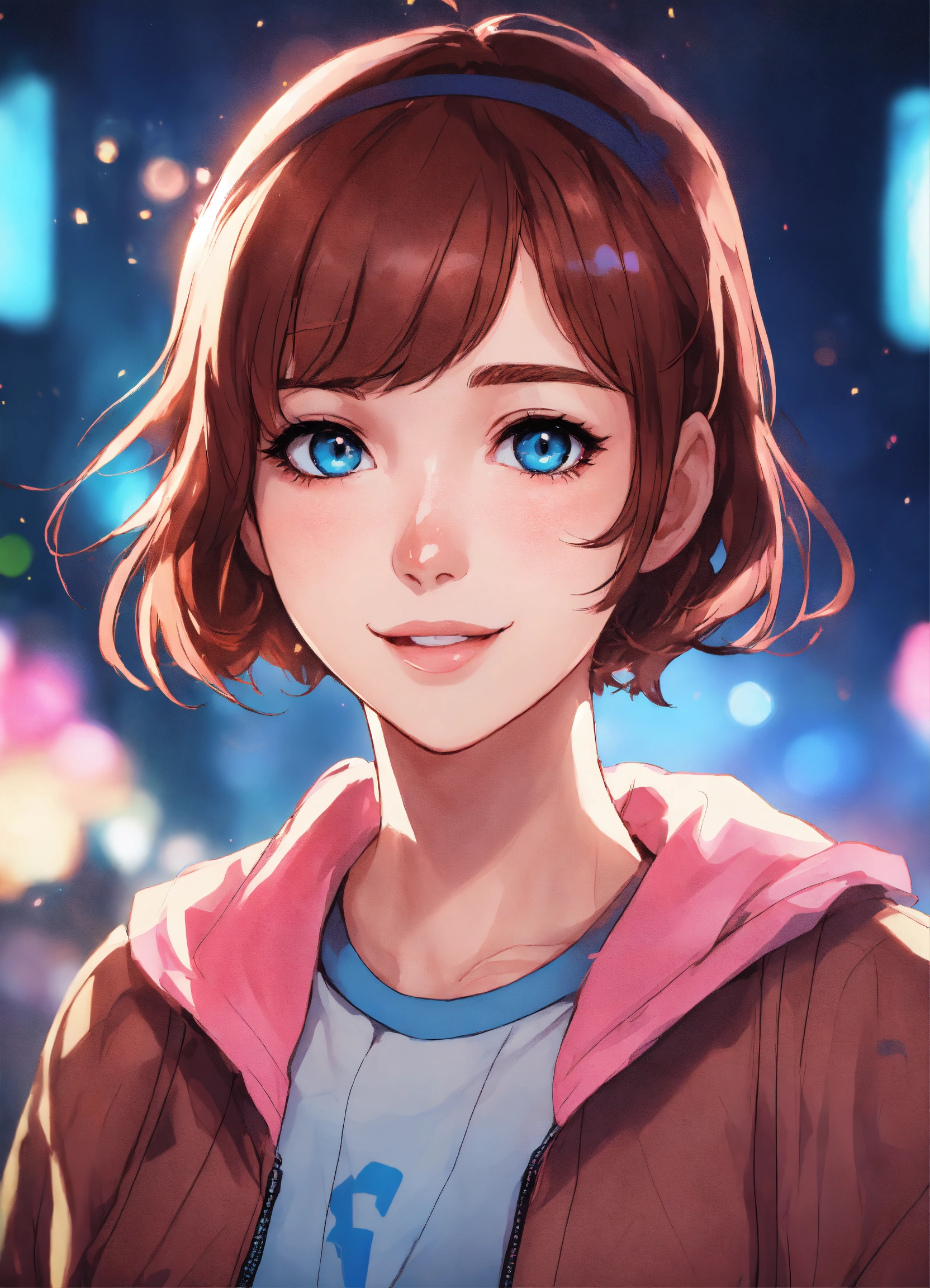 Lexica - Portrait, comic book anime style, bright lighting, pink and ...
