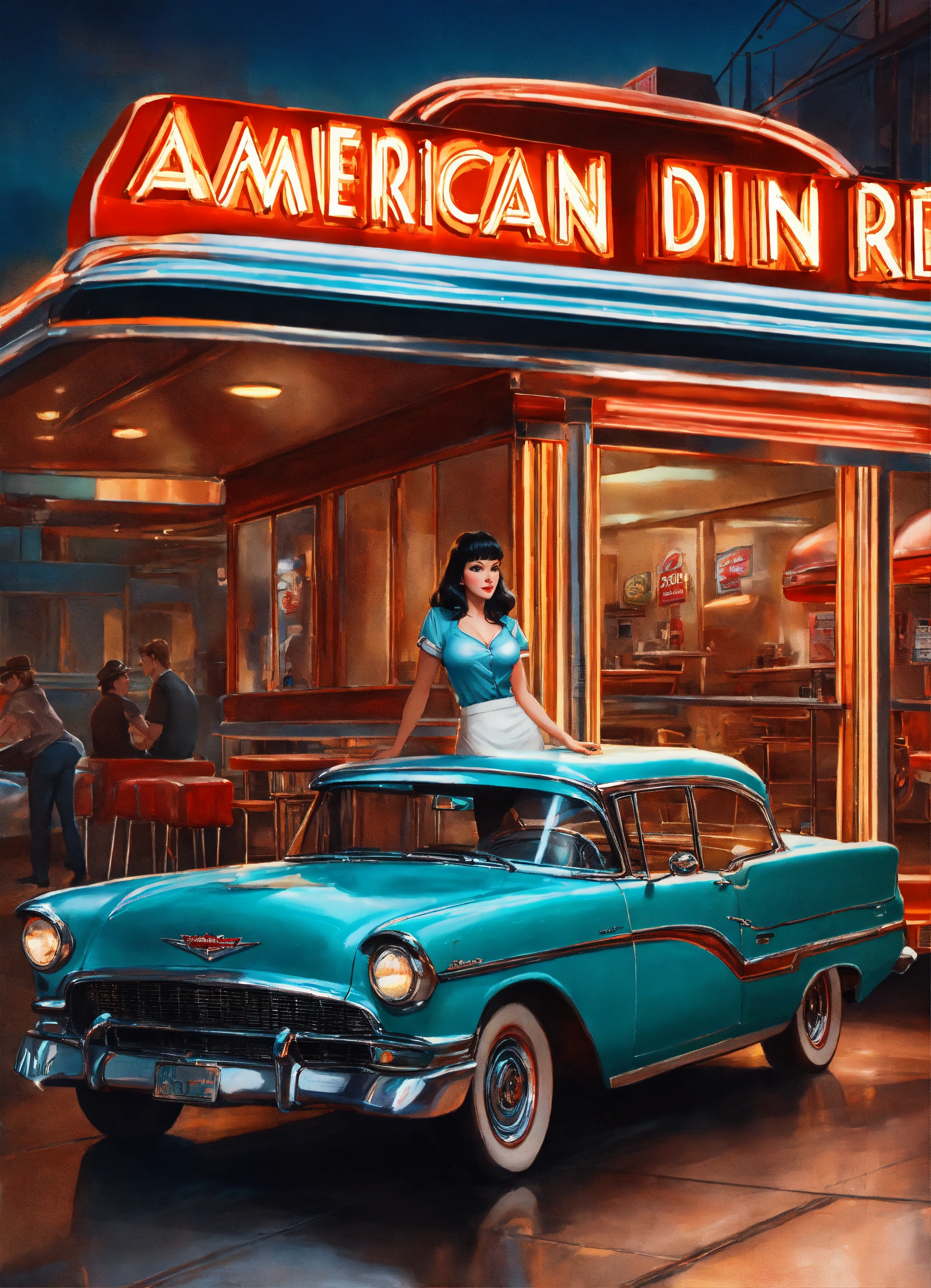 Lexica - Ultra realistic full body photo of american diner, with ...