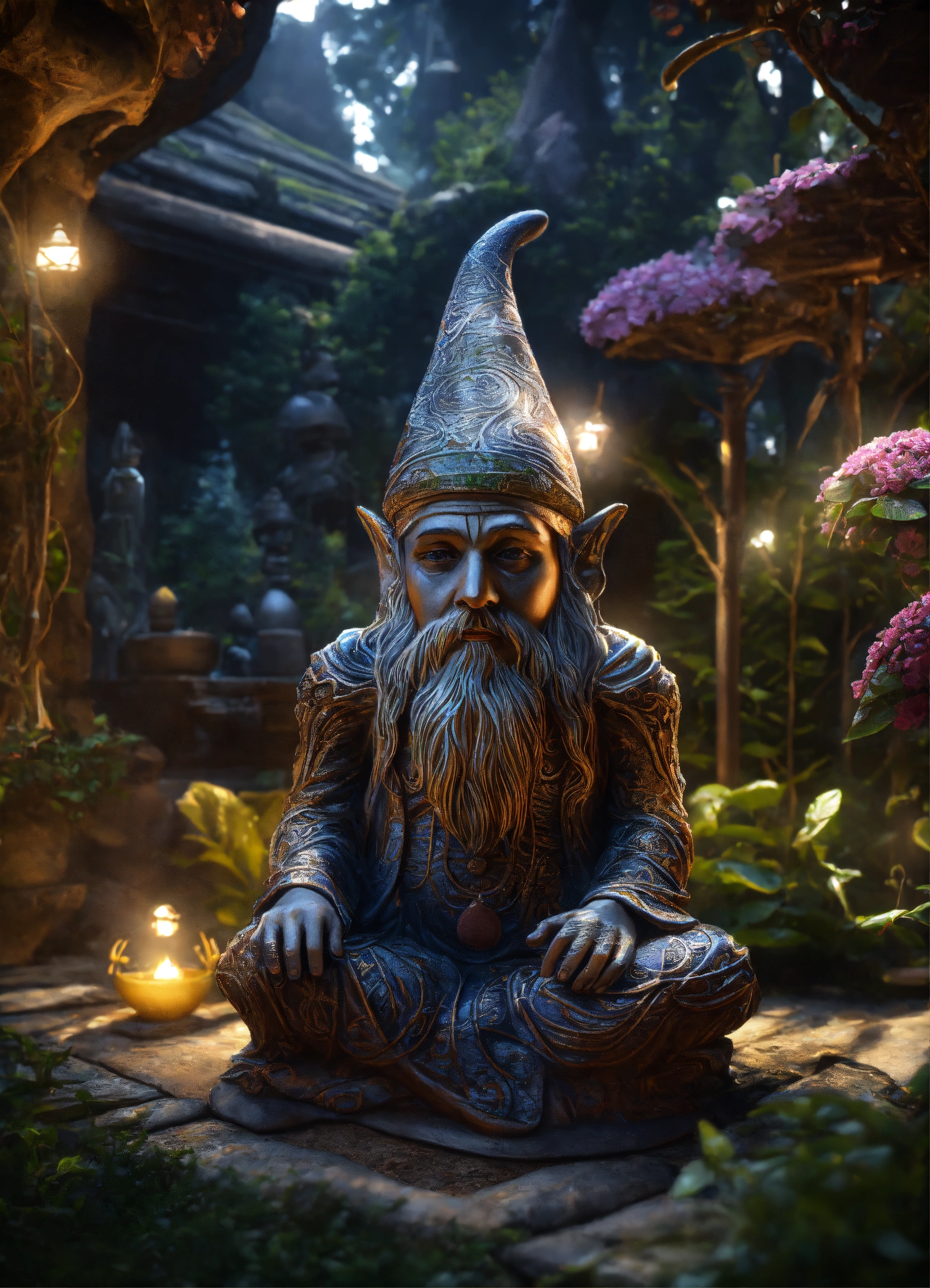 Lexica - A backyard spiritual gnome meditation garden Style of alex ...