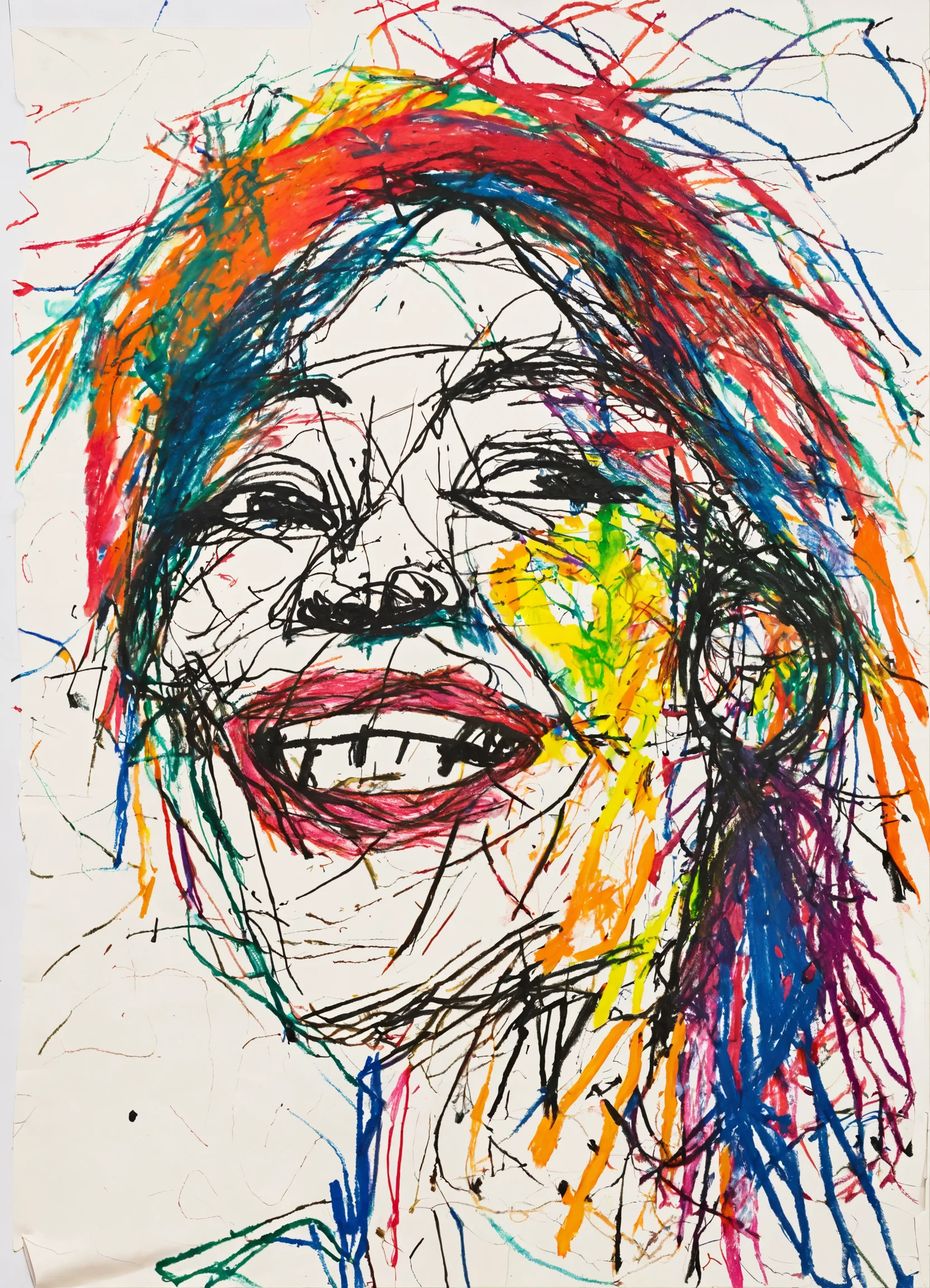 Lexica - Chaotic scribbles of a colorful crayon drawing of an happy ...