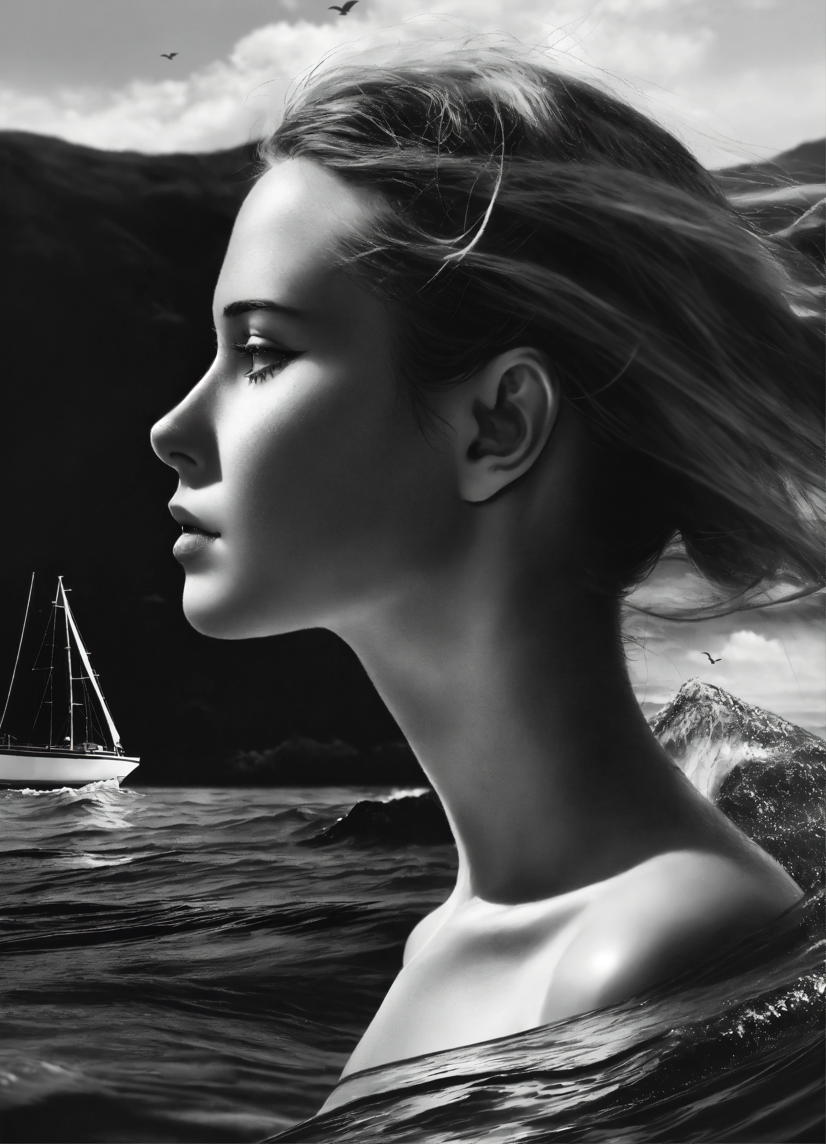 Lexica - Variant, Photo of ultra-realistic woman, 12k, black and white ...