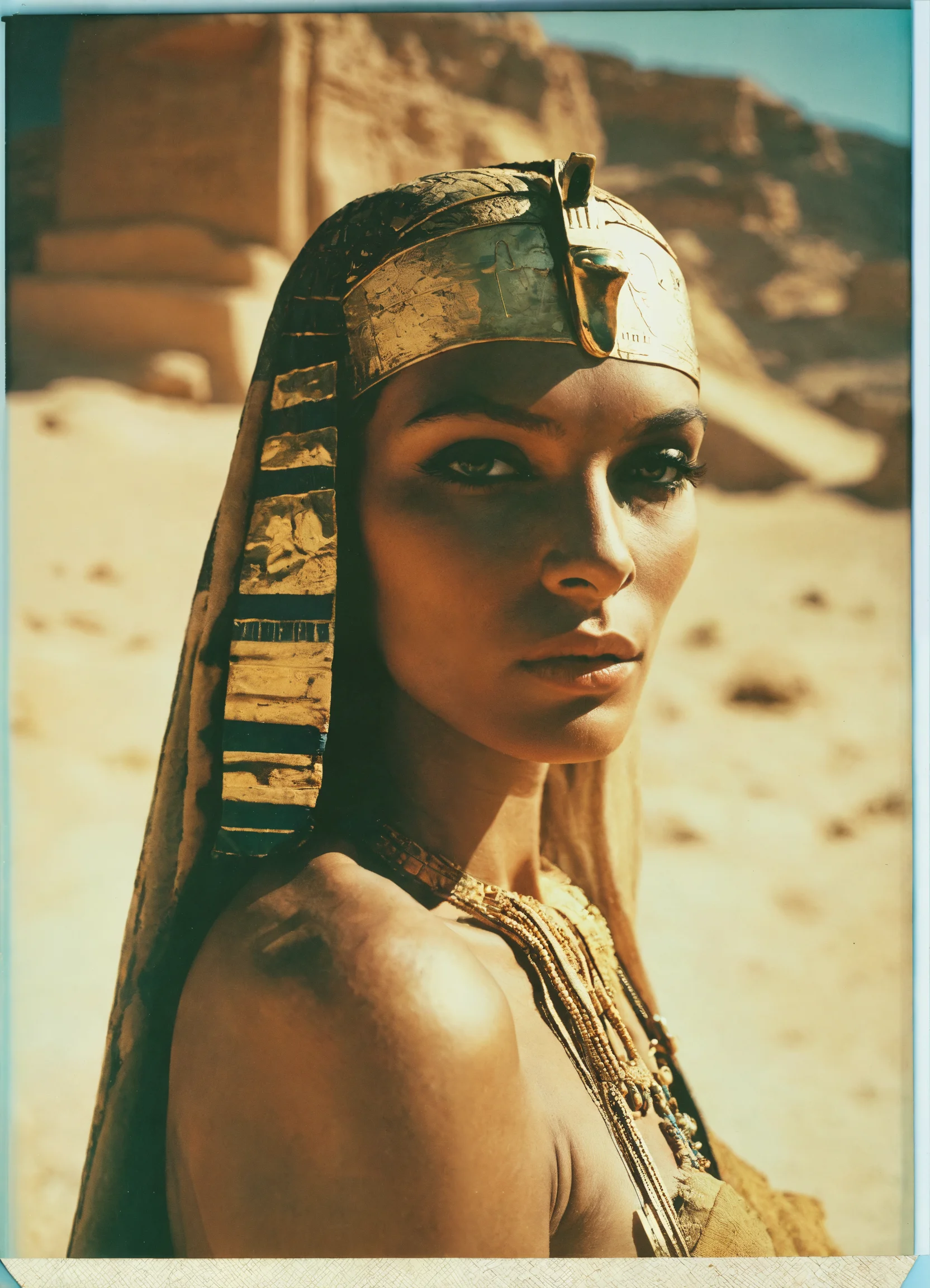 Lexica - Polaroid colors, shirtless pharao queen, beauty mystery, sixties magazine, beautiful ...
