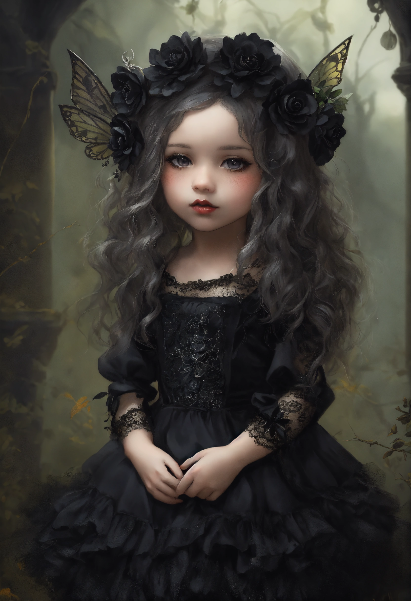 Lexica - Portrait and shot full body of a very cute fairy gothic chibi ...