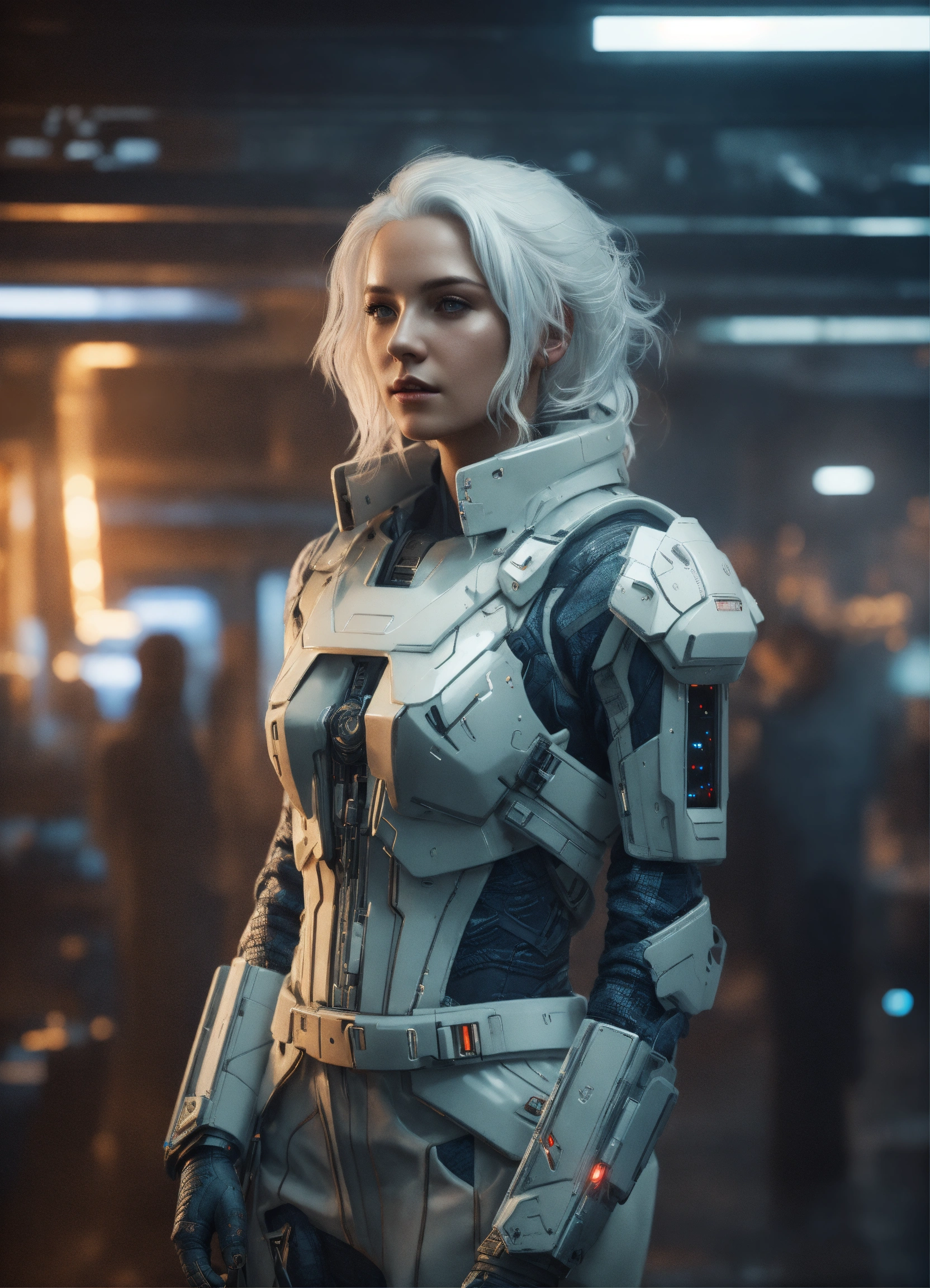 Lexica - Oktyabrina Maximova, white hair, dark future sci-fi, ambient ...