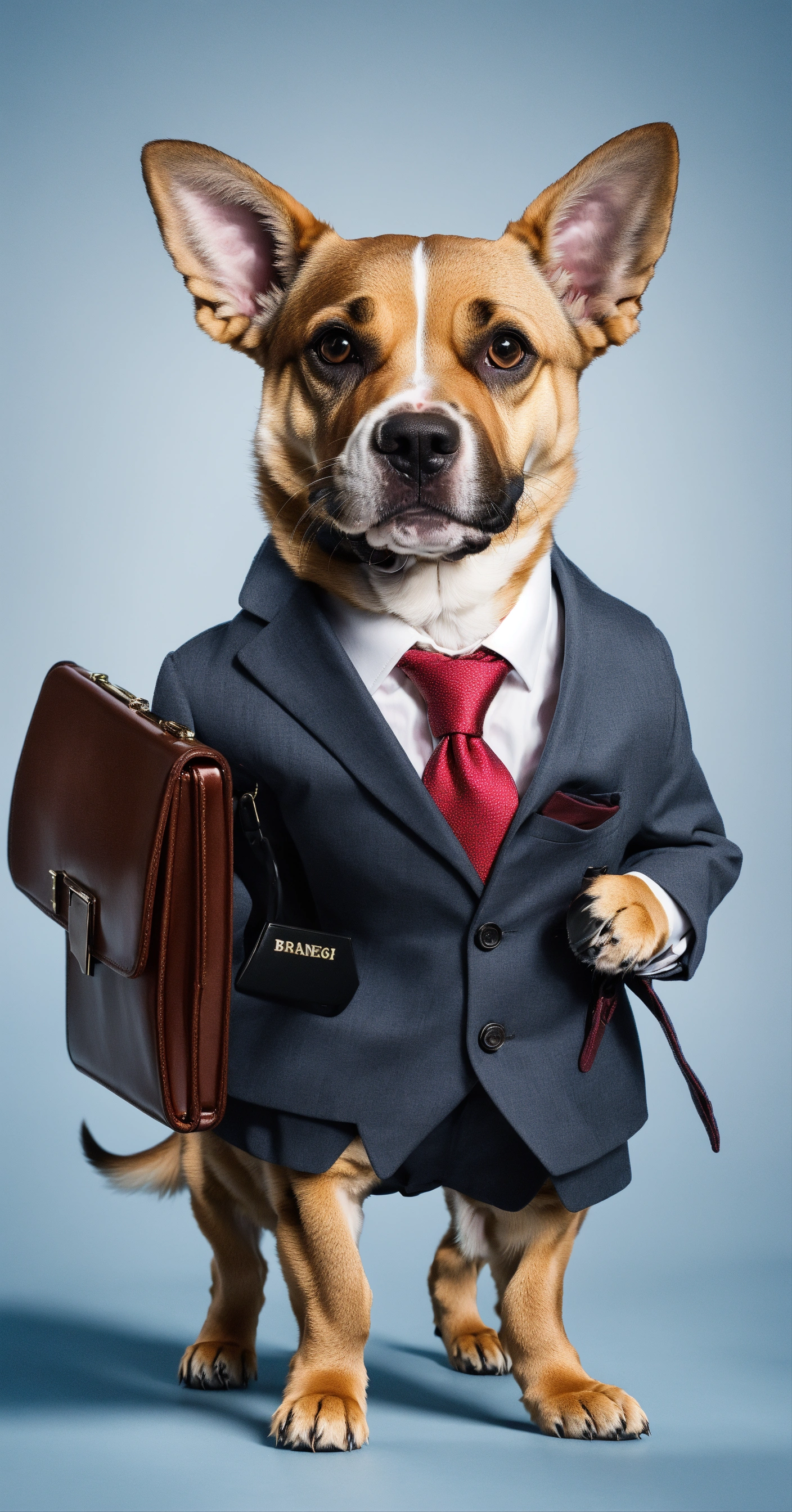 Lexica - Create an image of a dog dressed as a business executive ...
