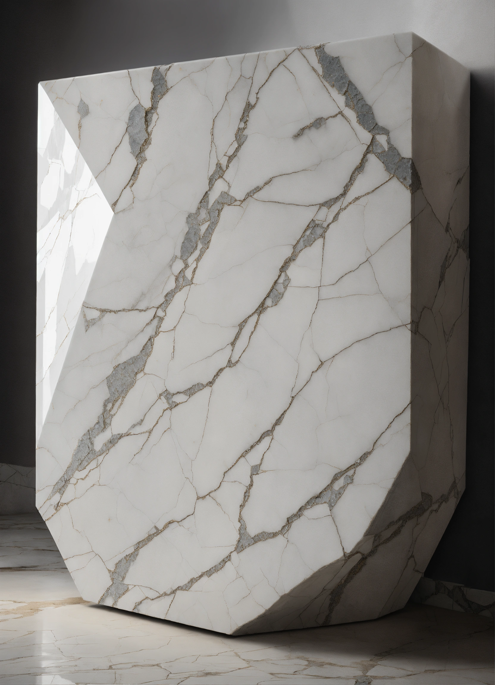 Lexica - White marble made of fragments and with cracks. Realistic ...