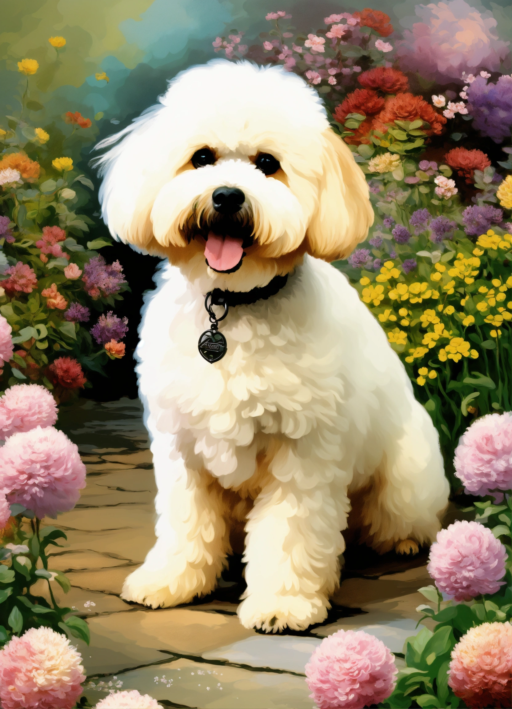 Lexica - Claude Monet overwhelmingly beautiful bichon friese framed ...