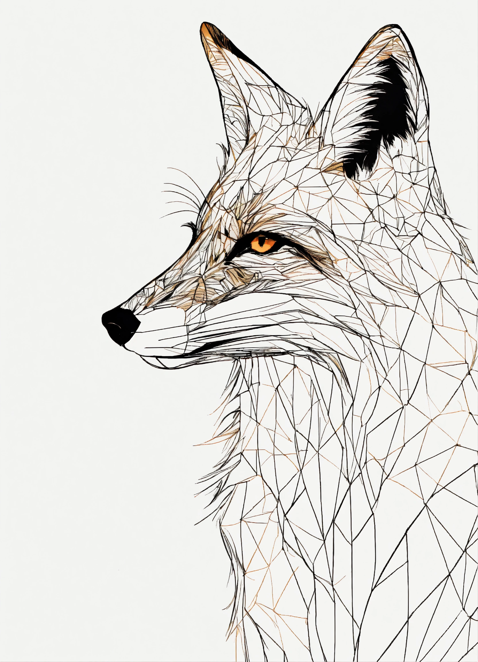 Lexica - Create a sketch of the fox silhouette, black, single lines as ...