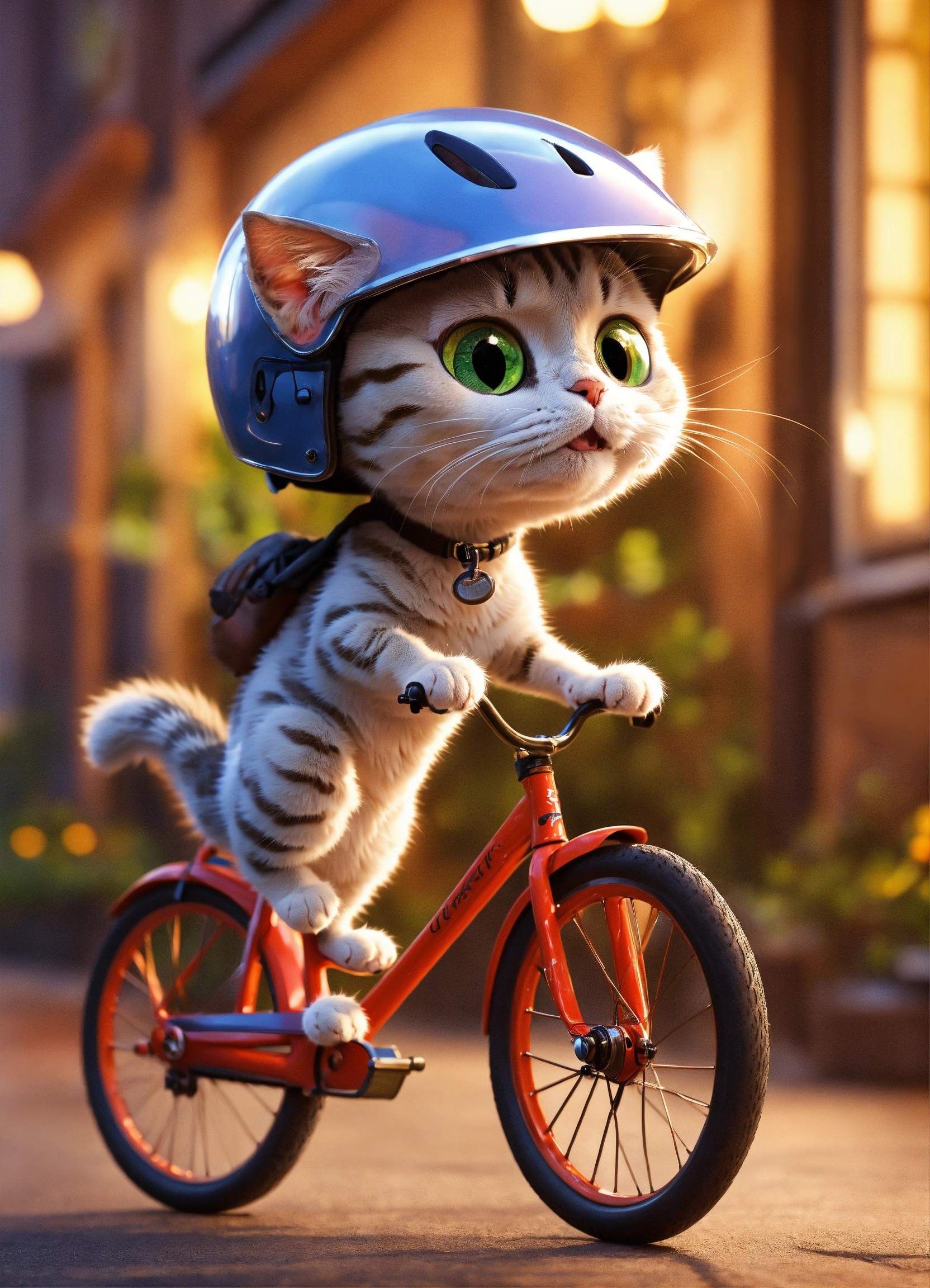 Lexica - A cute cat in the style of Pixar animations, wearing a helmet ...