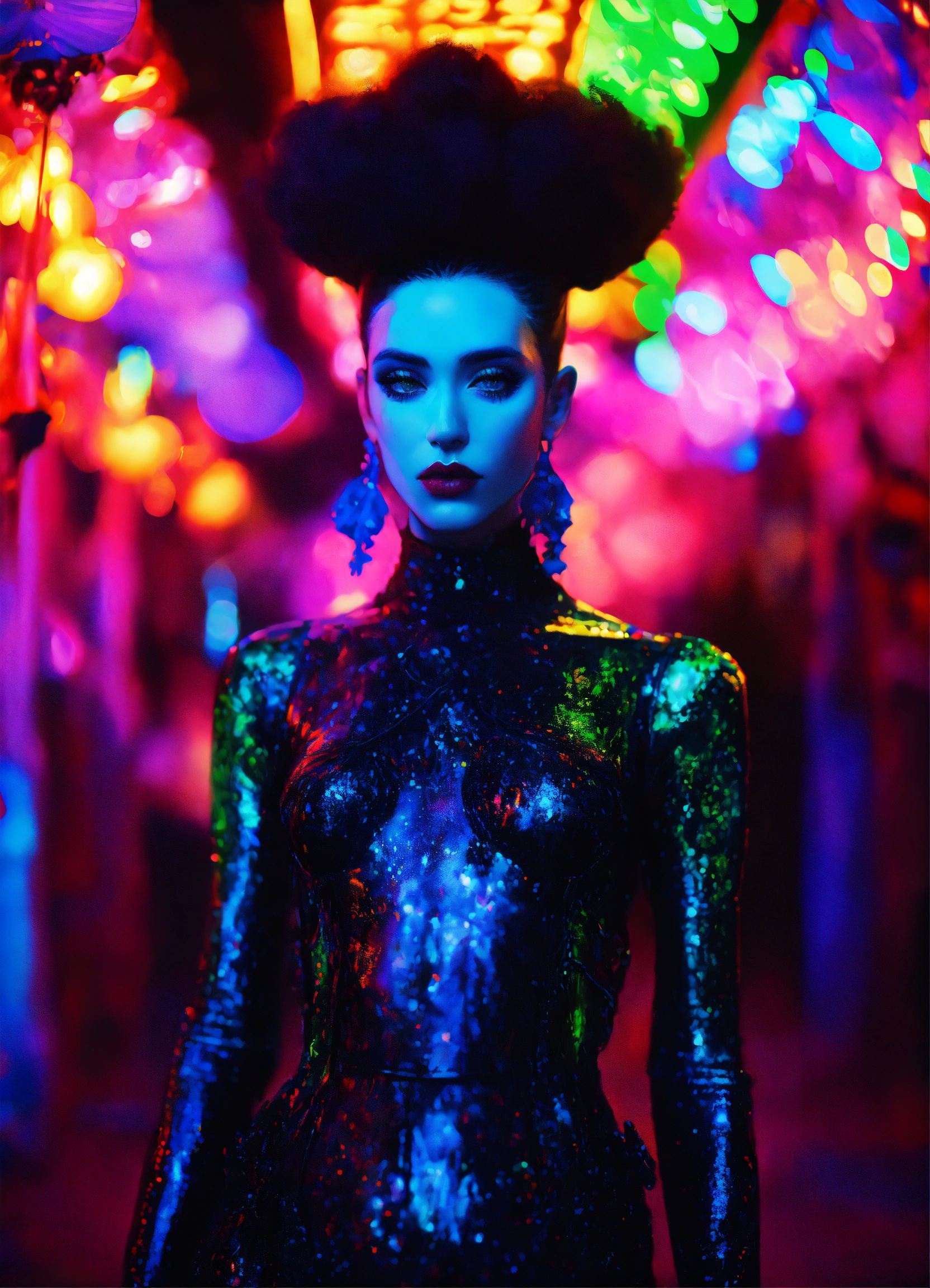 Lexica - Full body portrait Fashion, of Pinhead DMT black light glitter ...