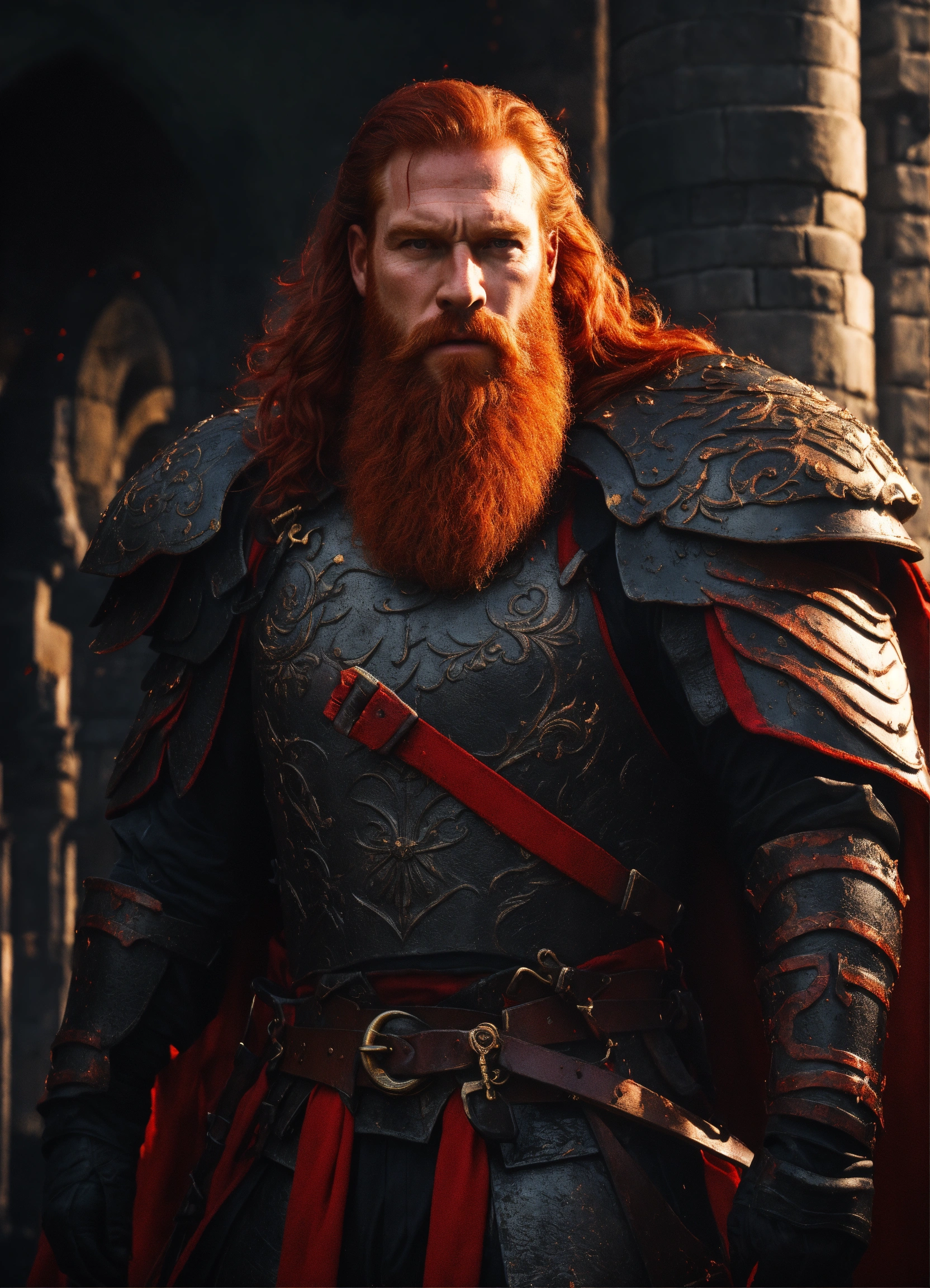 Lexica - Realistic, tall strong white man, wide nose, long red beard ...
