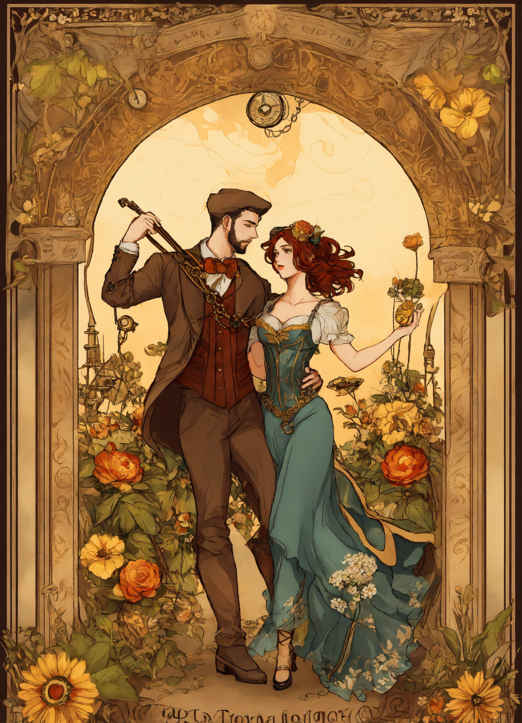 Lexica - Tarot card, man and woman dancing beneath a floral arch ...