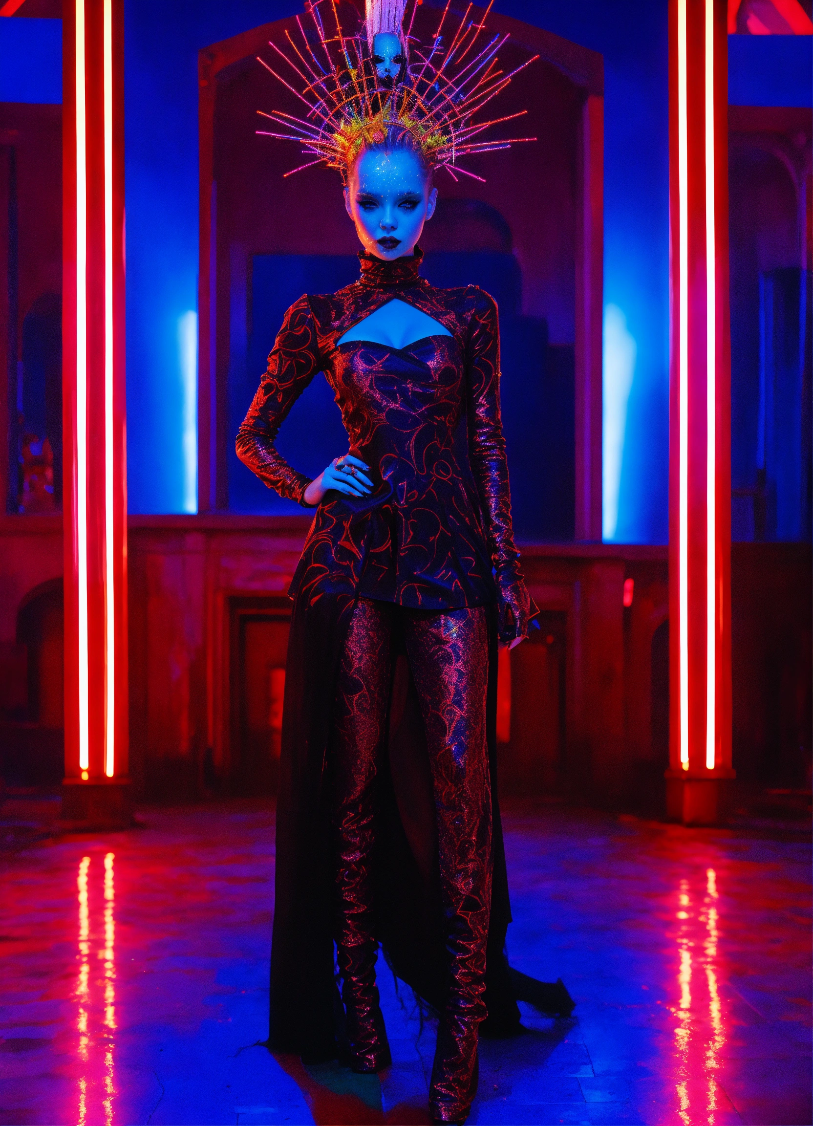 Lexica - Full body portrait Fashion, of Pinhead DMT black light glitter ...