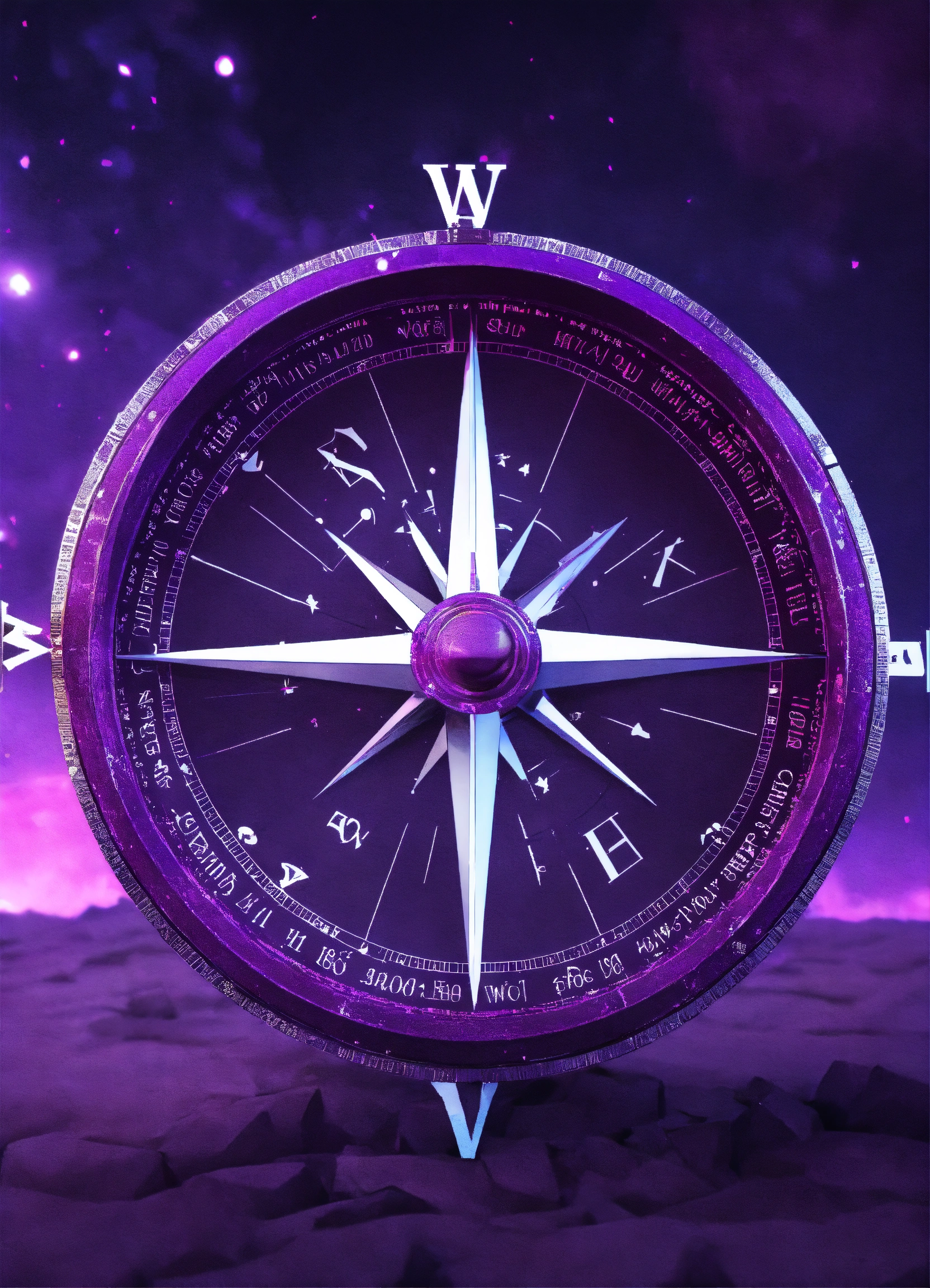 Lexica - A broken compass, purple theme, 8k