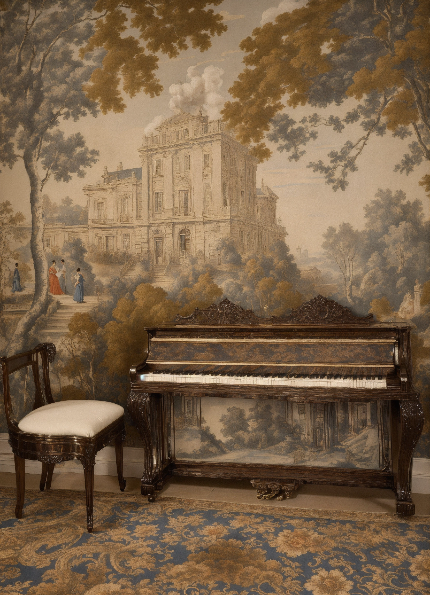 Lexica - Toile de jouy Smoke nouveau art deco silver flash sparkle ...