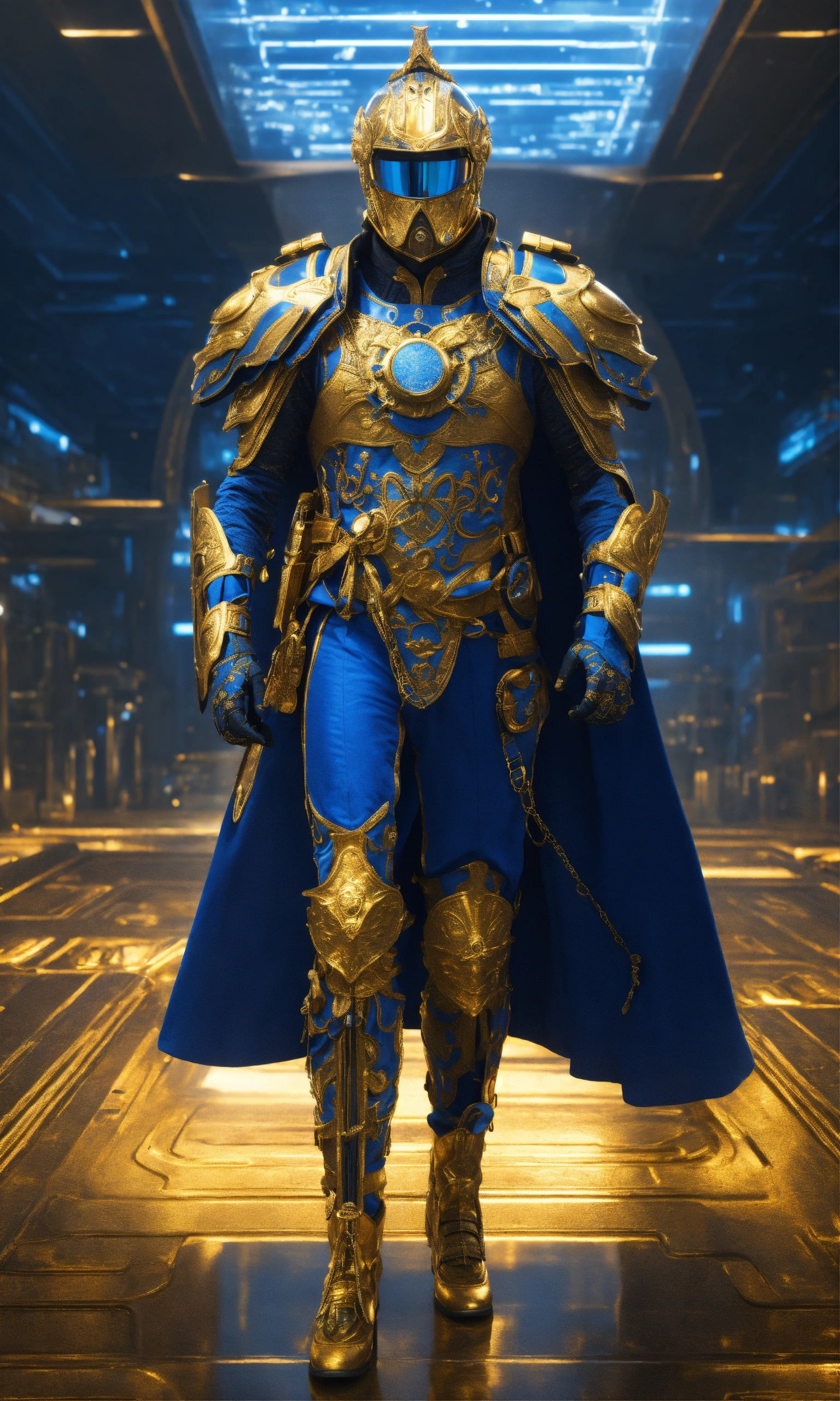 Lexica - Futuristic blue and gold nobleman in a futuristic suit epci ...