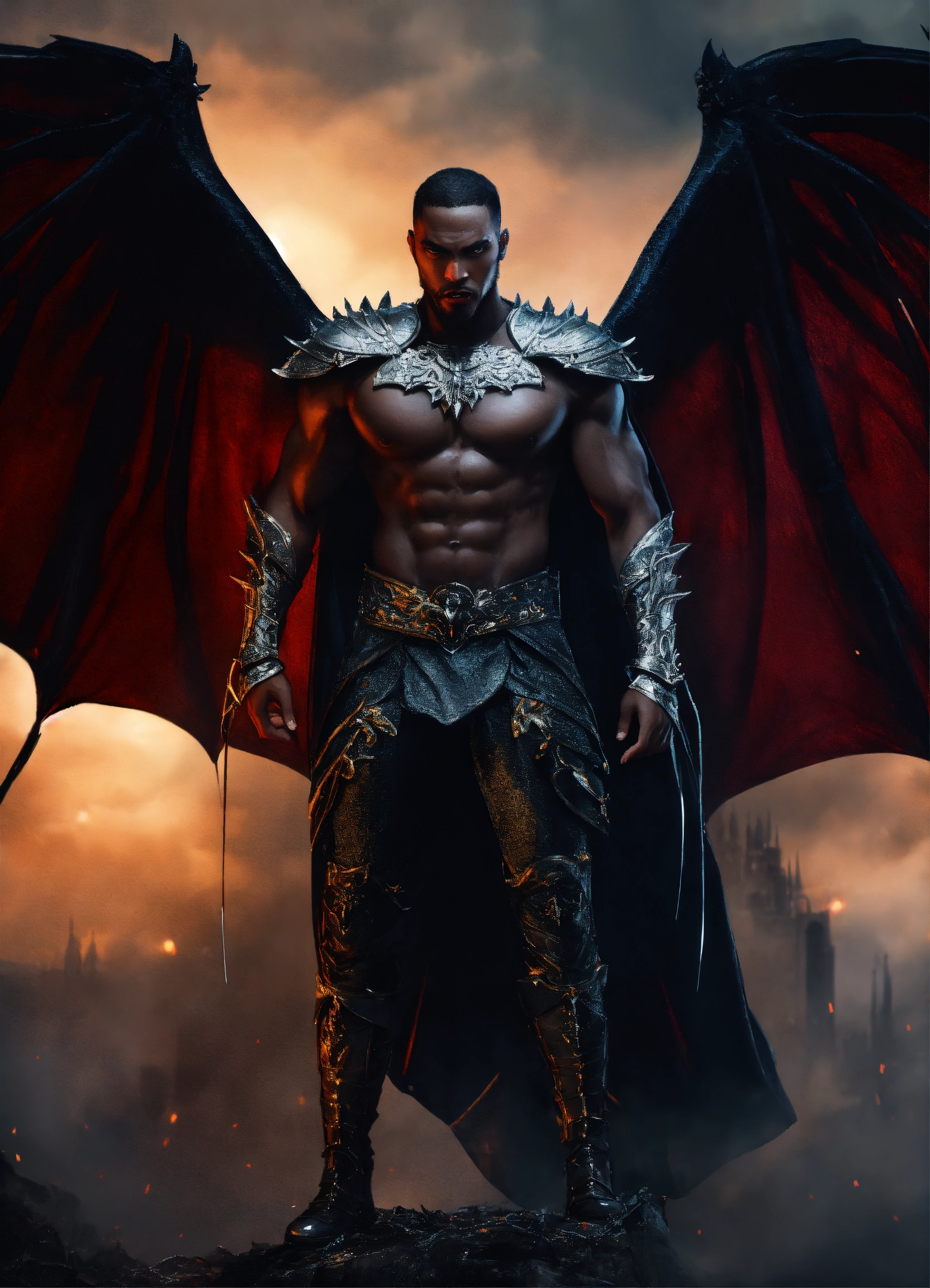 Lexica - Full body strong muscular evil black male vampire king ...