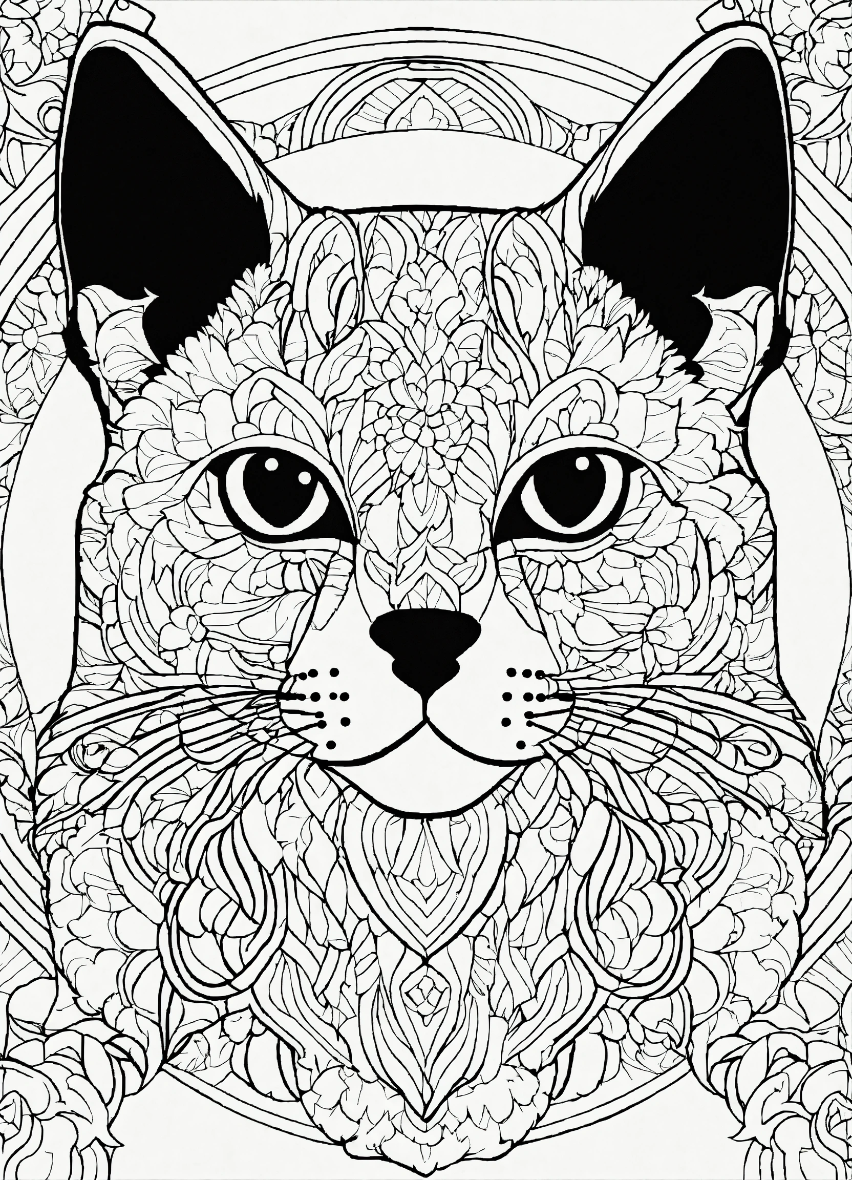 Lexica - Coloring page for adults, bold lines, dark lines, mandala ...