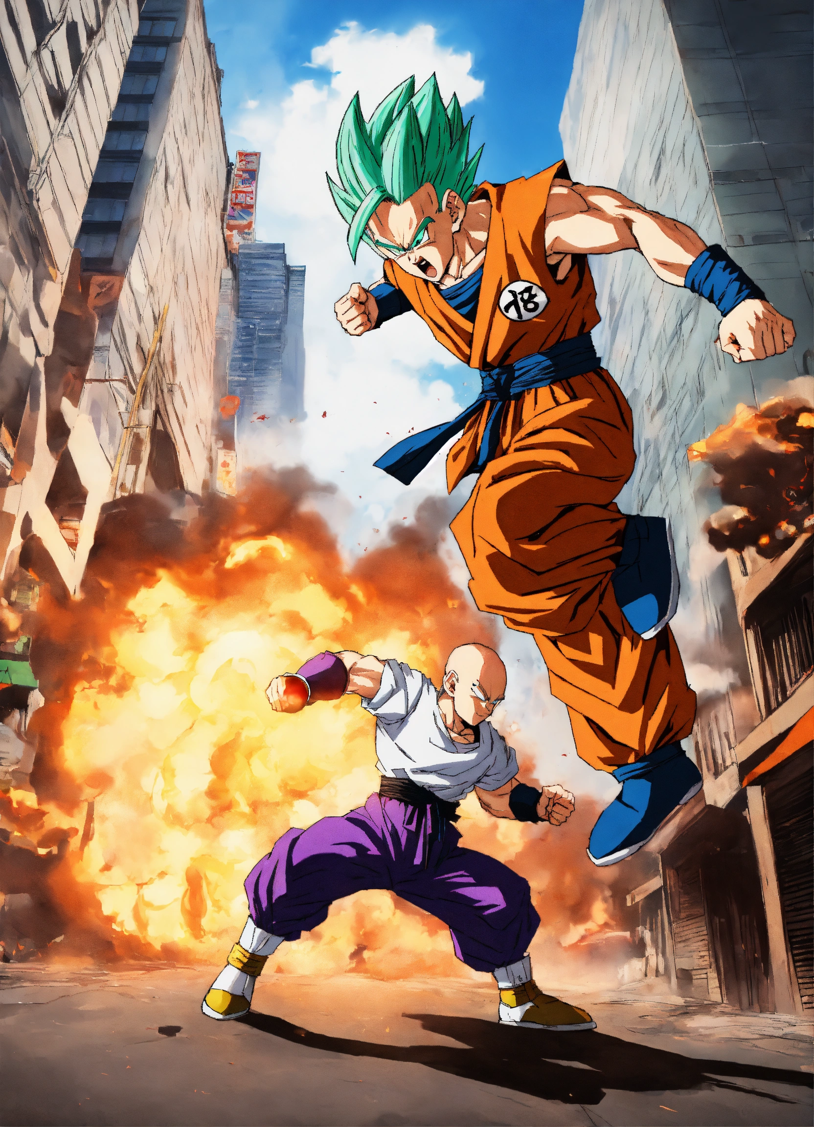 Lexica - Gohan from Dragon ball Z fighting One Punch Man in the air ...
