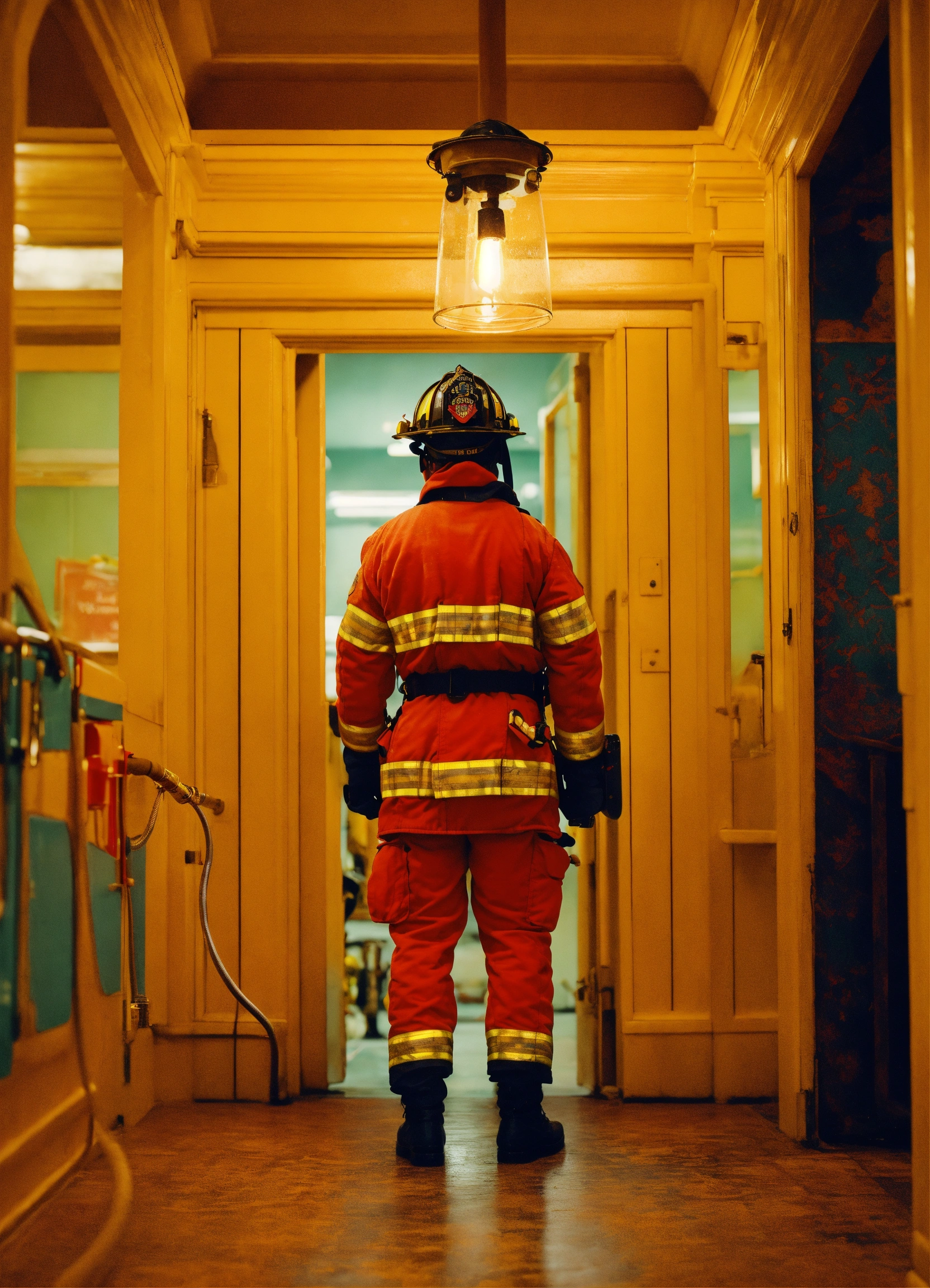 Lexica - Firefighter in the style of a wes anderson movie, surreal, photo